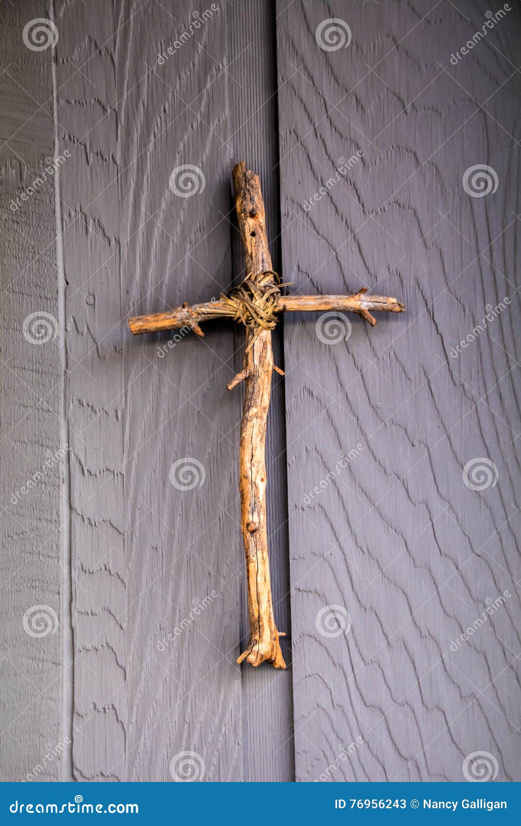 A Simple Cross Made of Tree Branches Stock Image - Image of easter ...
