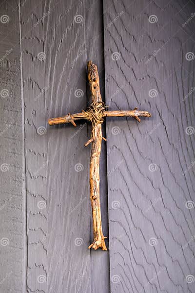 A Simple Cross Made of Tree Branches Stock Image - Image of easter ...