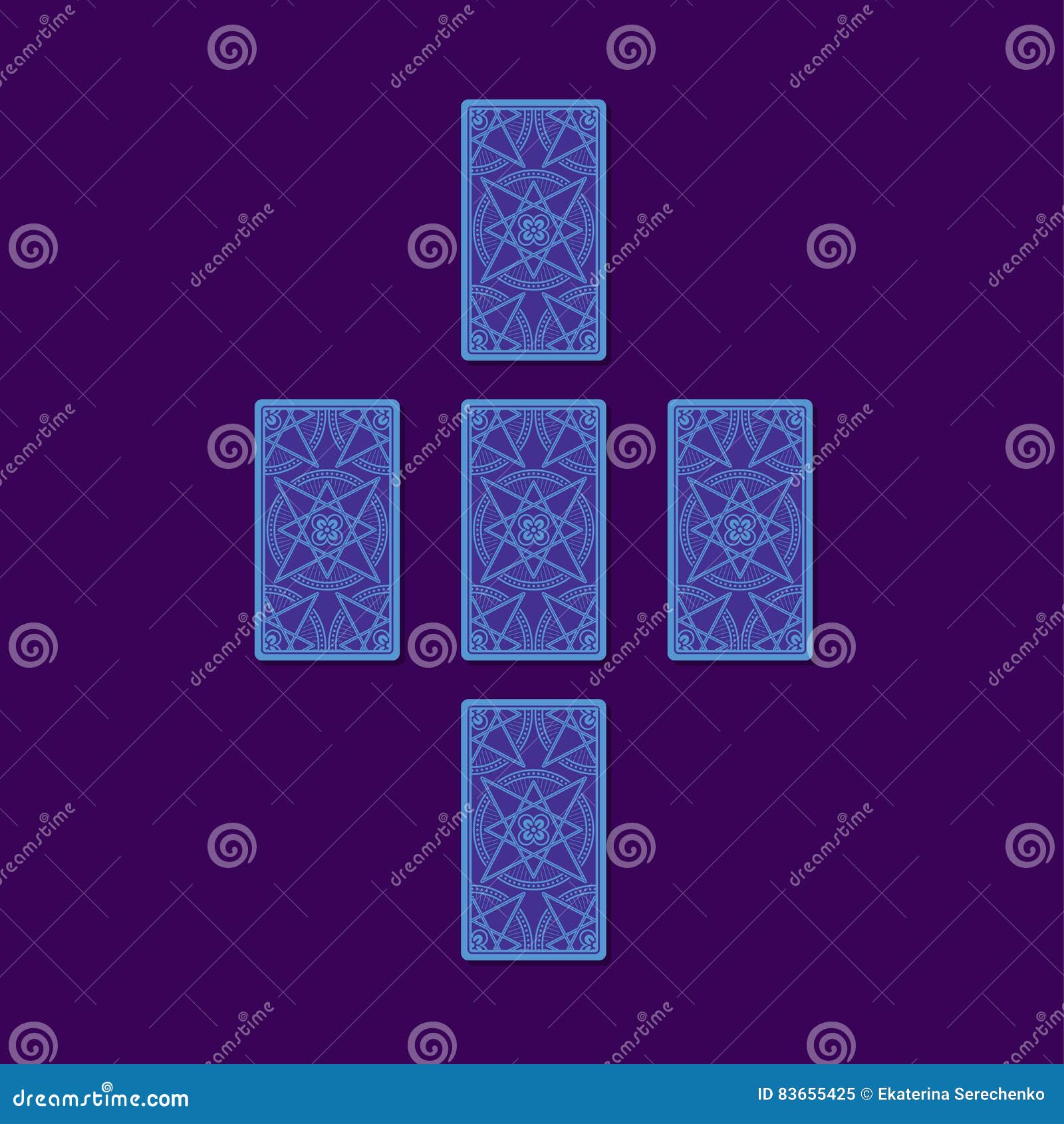 Simple Cross Tarot Spread. Tarot Cards Back Side Stock Vector ...