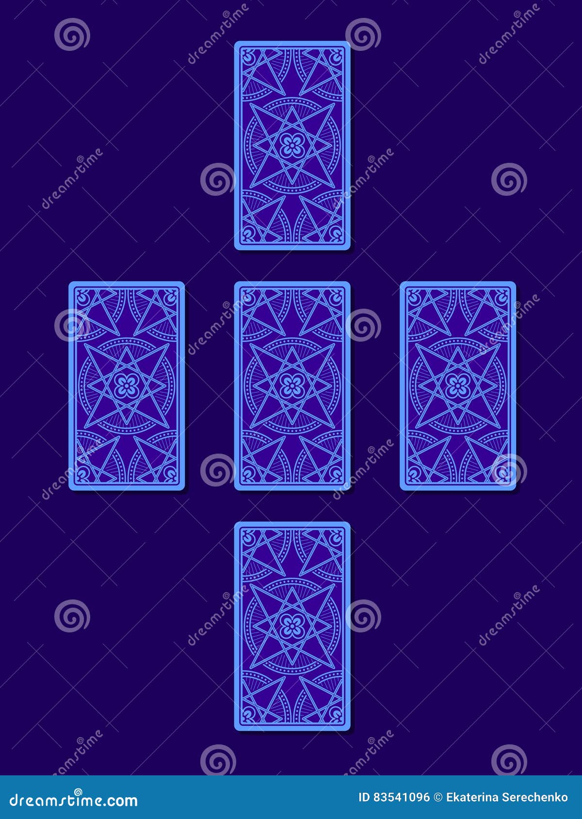 Simple Cross Tarot Spread. Tarot Cards Back Side Stock Vector ...