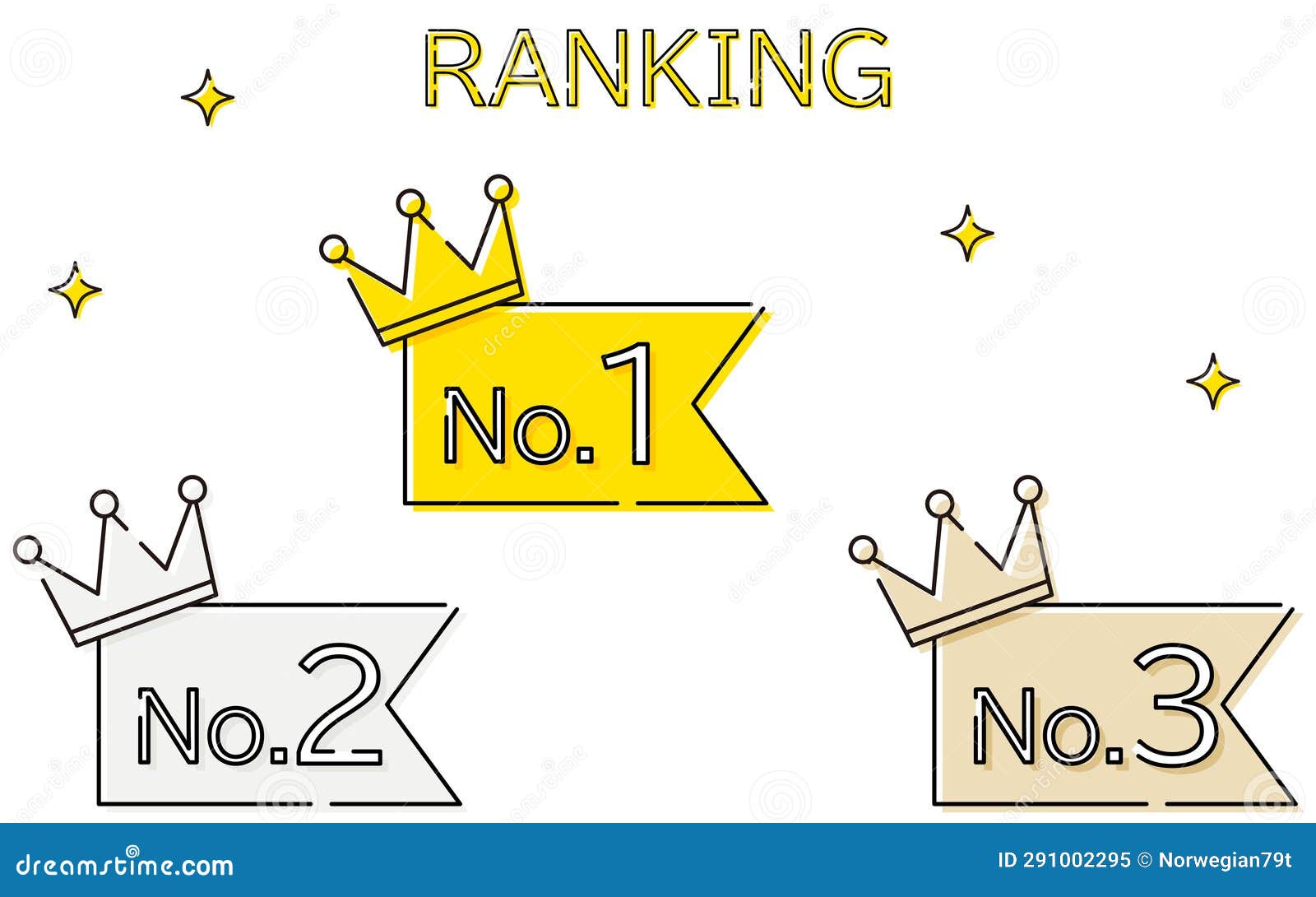 Simple Crown and Label Ranking Icon Set, 1st To 3rd Place Stock ...