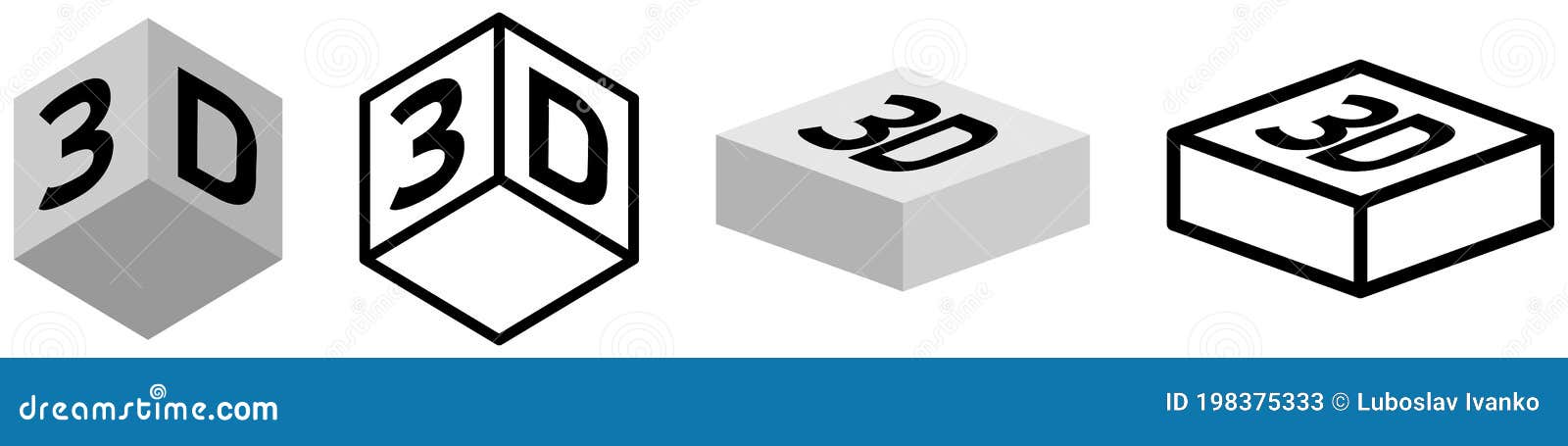 Simple Cube or Block Shape Icon with 3d Text on it Stock Vector ...