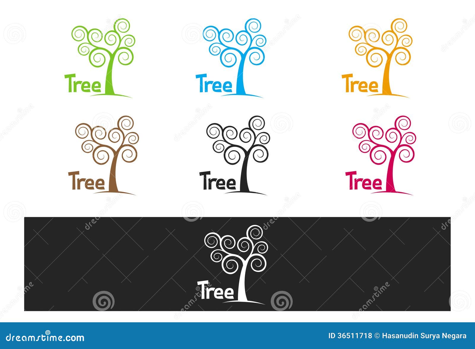 Simple Curly Colorfull Tree Stock Illustration - Illustration of simple ...