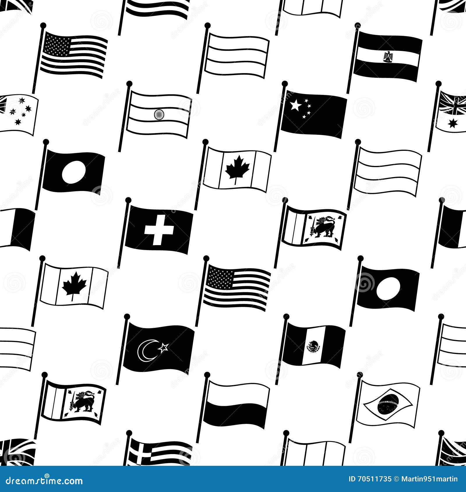 Simple Curved Flags of Different Country Seamless Pattern Eps10 Stock ...