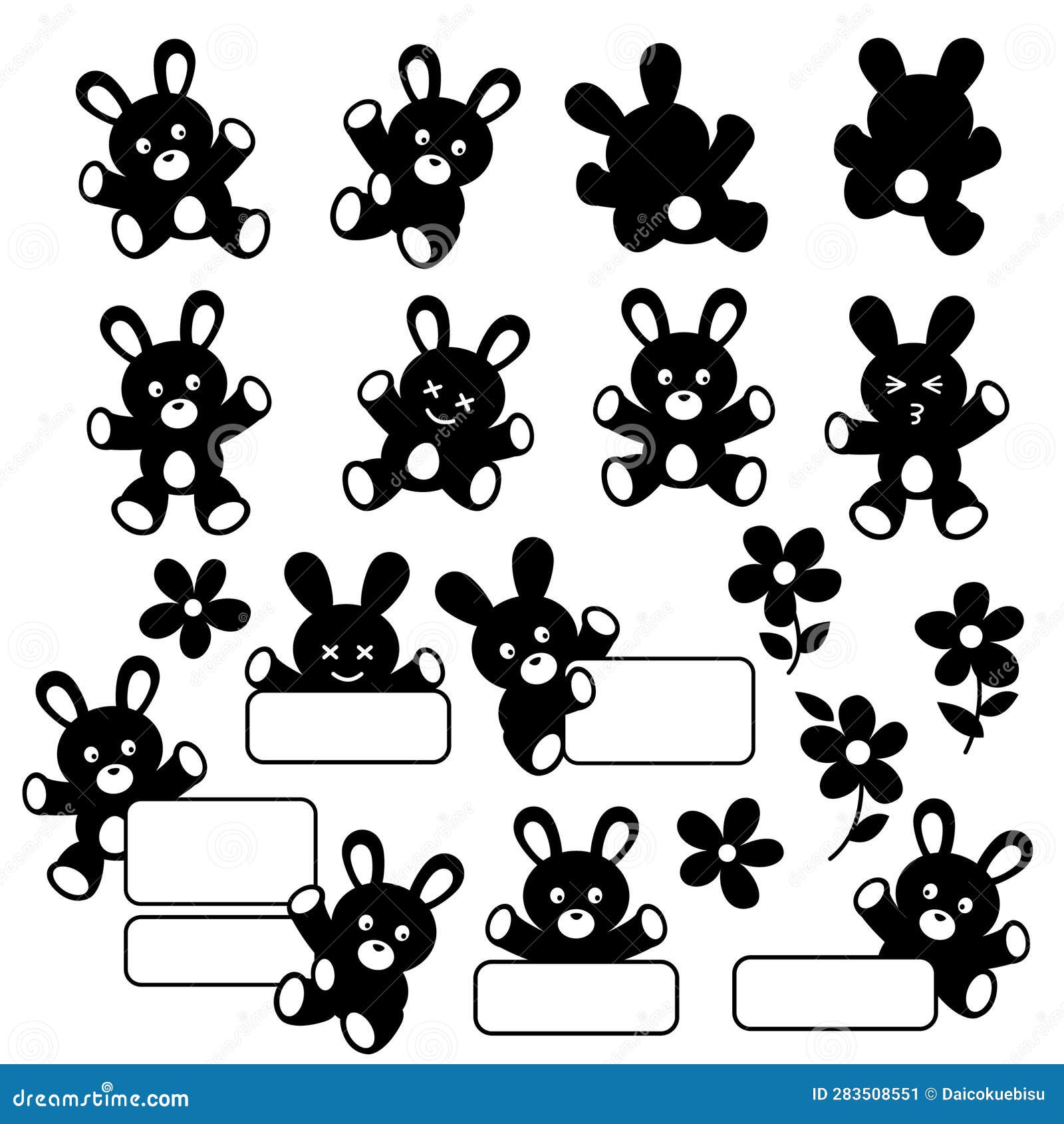 Simple and Cute Rabbit Material Collection, Stock Vector - Illustration ...