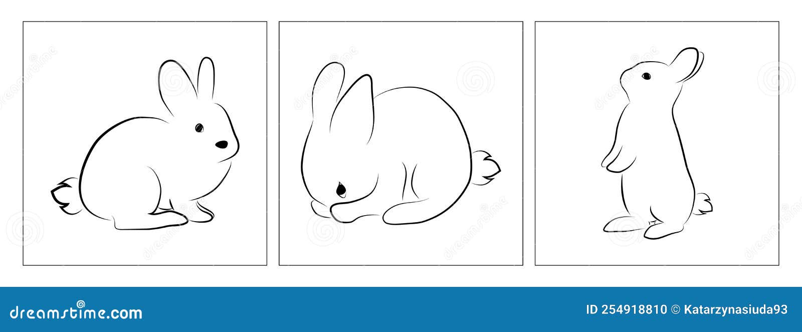 Simple Cute Bunnies Set. Bunny Pack. Stock Vector - Illustration of ...