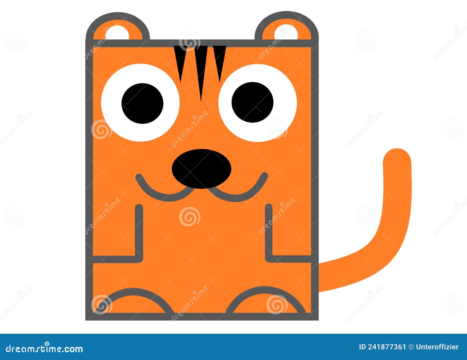 A Simple Cute Cartoon Illustration of an Orange Tiger in Cube Square ...