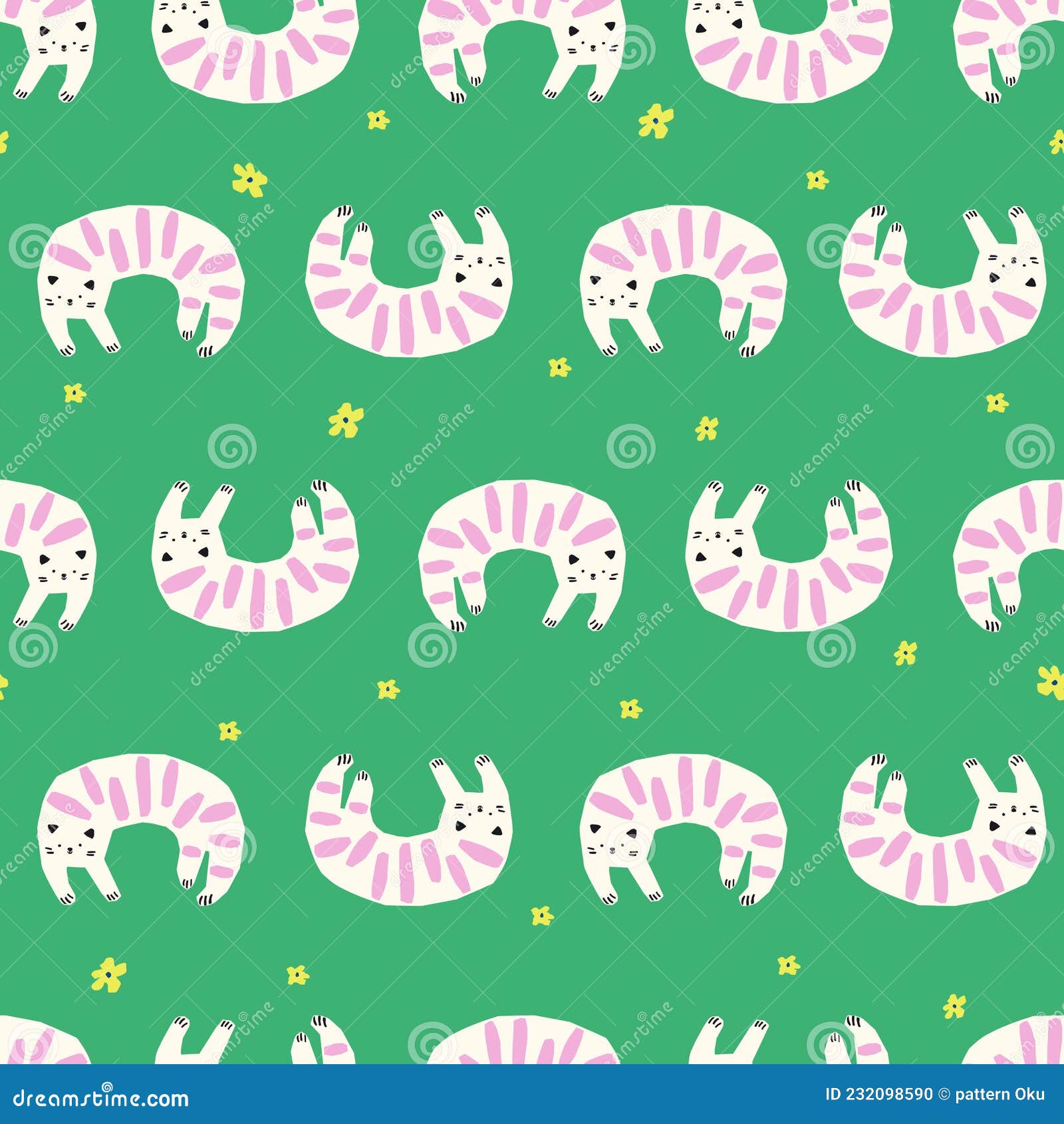 Simple and Cute Cat Animal Illustration Motif Seamless Repeat Pattern ...