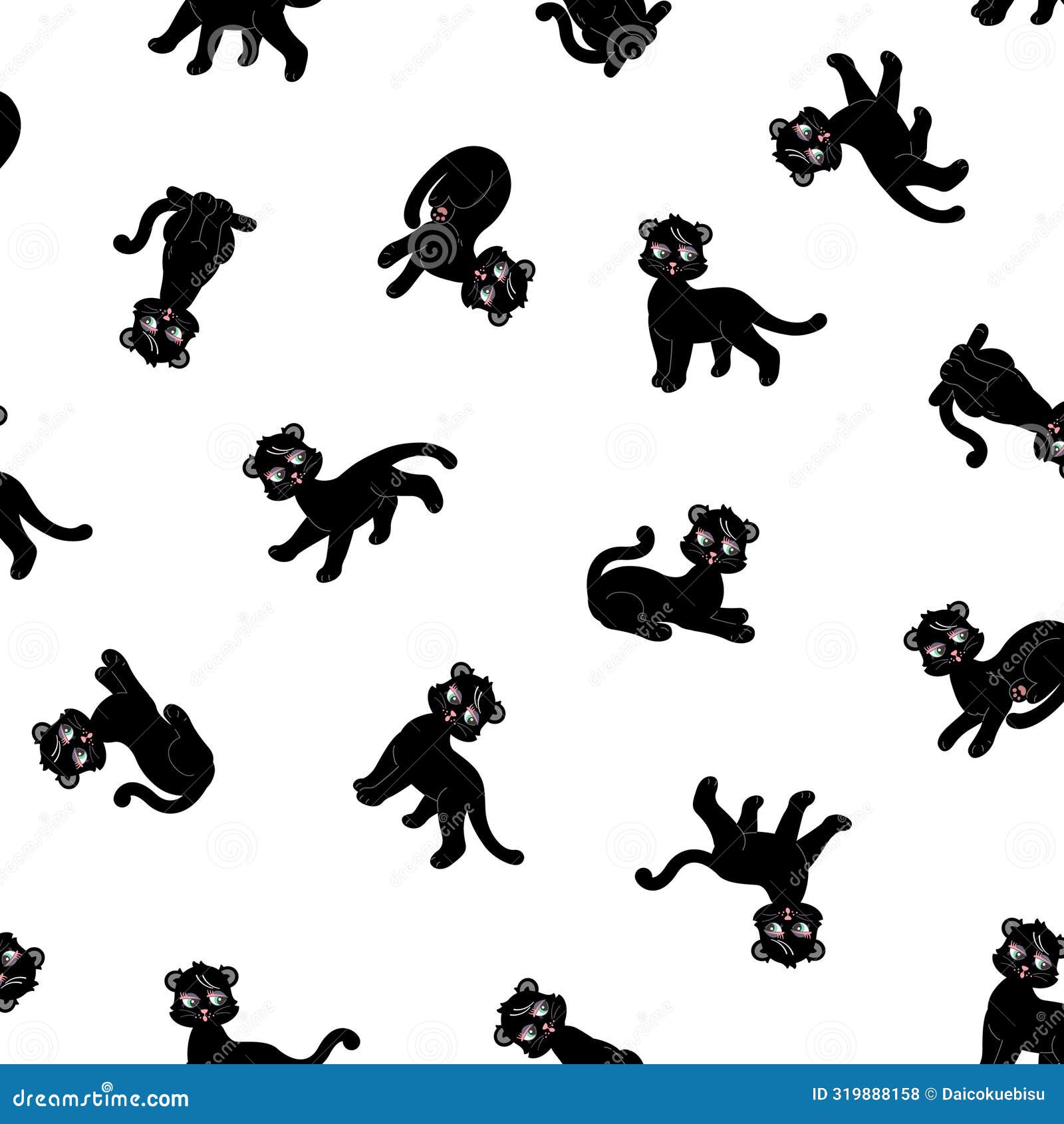 Simple and Cute Cat Seamless Pattern, Stock Vector - Illustration of ...