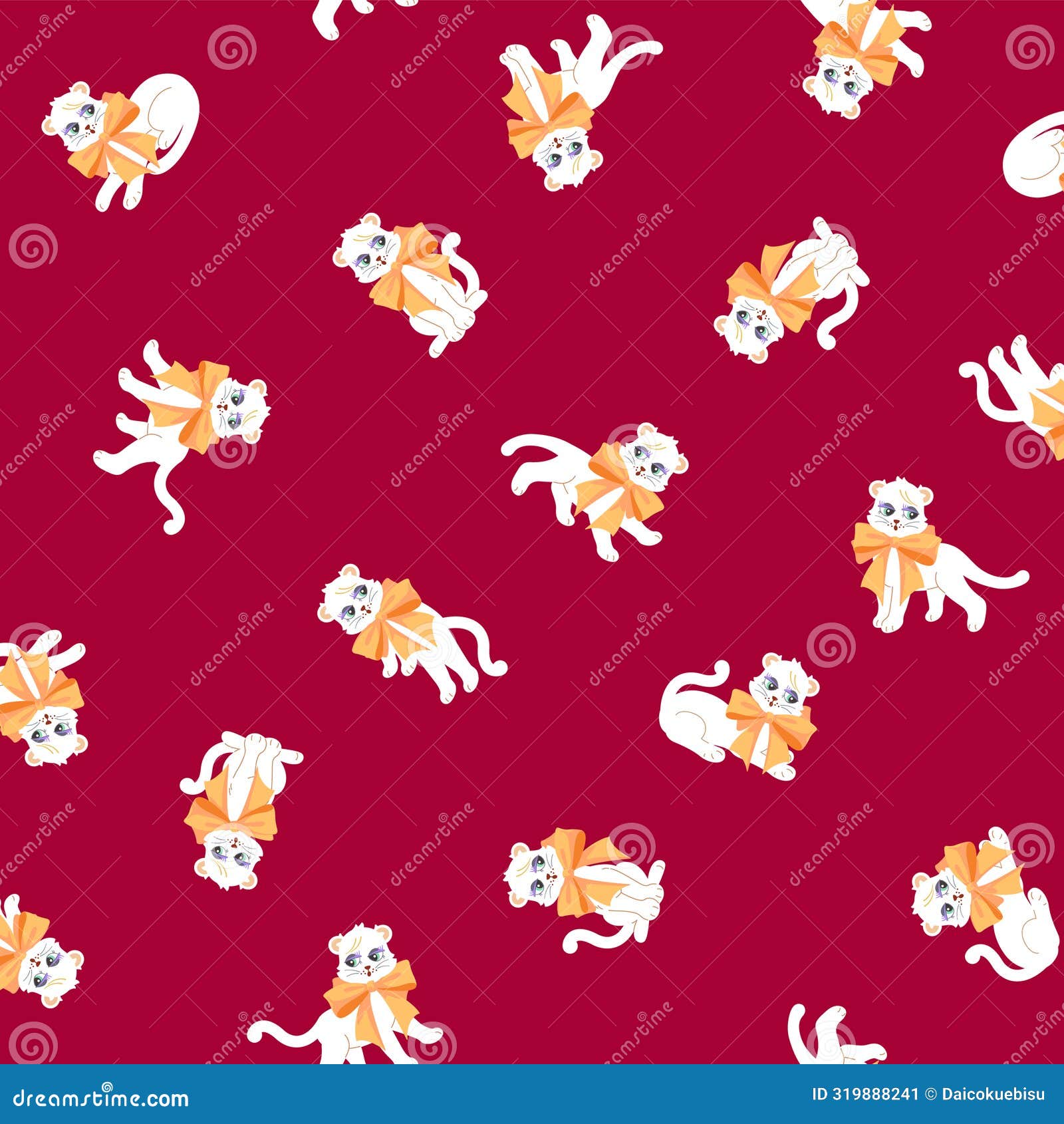Simple and Cute Cat Seamless Pattern, Stock Vector - Illustration of ...
