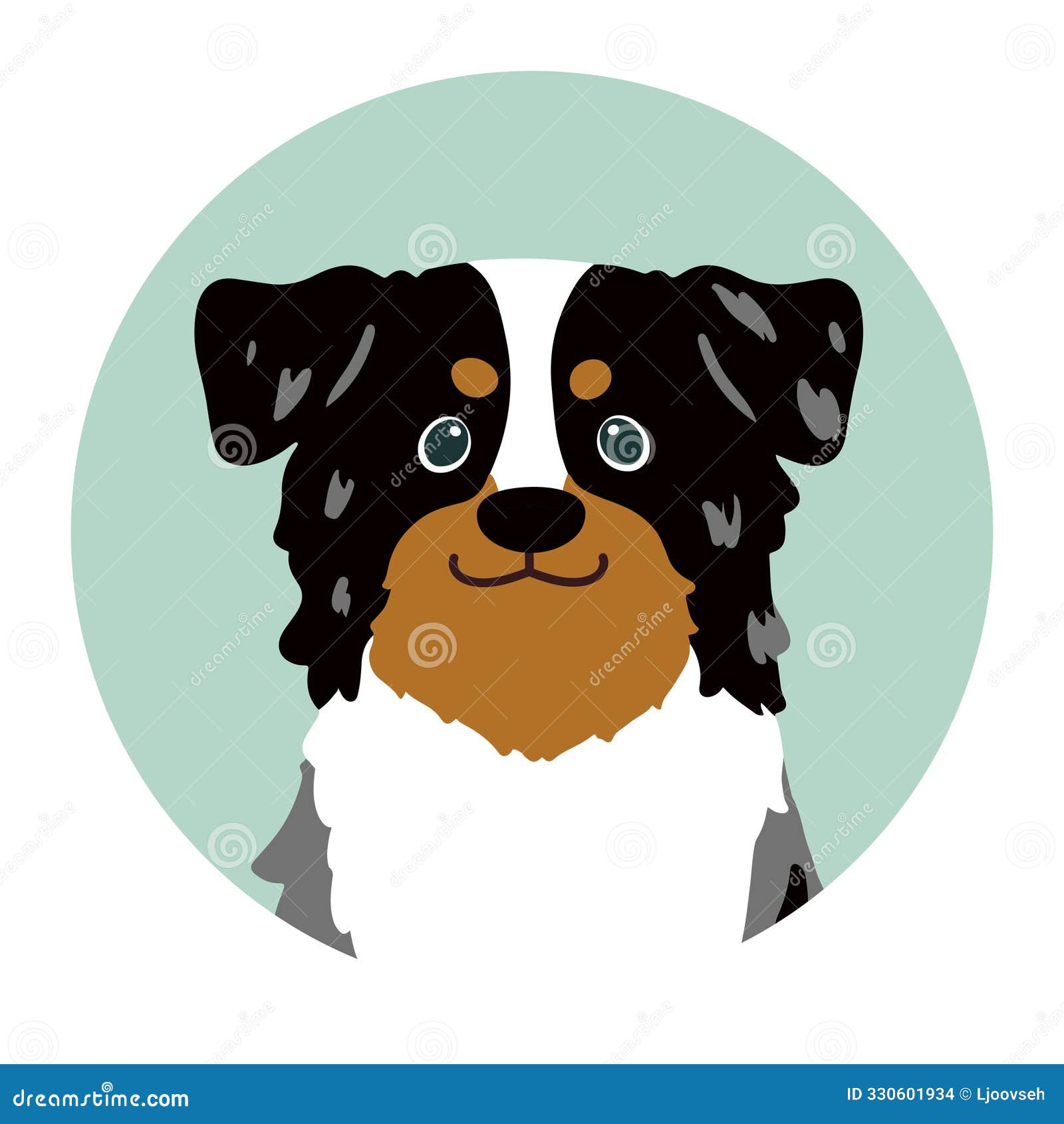 Simple and Cute Circle Icon Illustration of Australian Shepherd Stock Vector - Illustration of ...