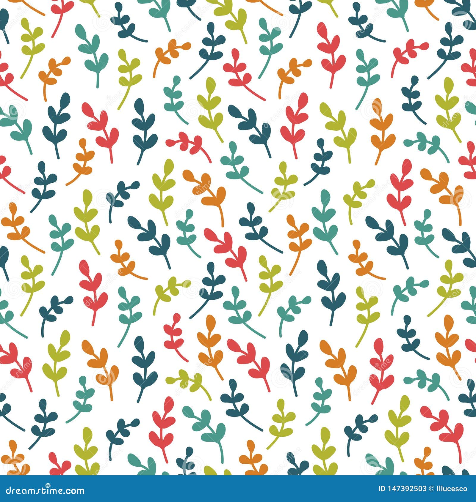 Simple Cute Colorful Leaf Pattern. Seamless Doodle Background Stock ...