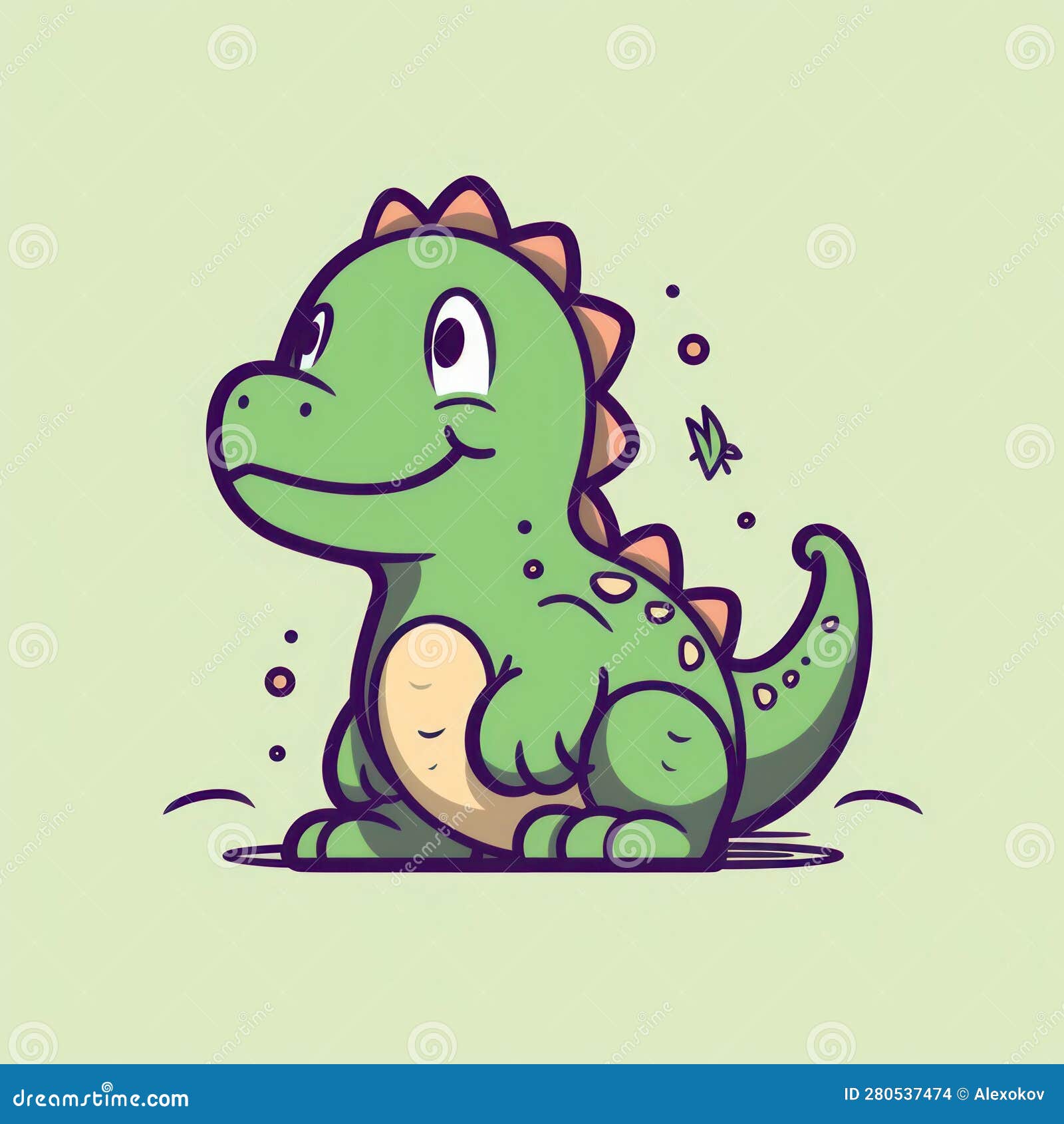 Simple and Cute Dinosaur Outline on Clear Background . Stock ...