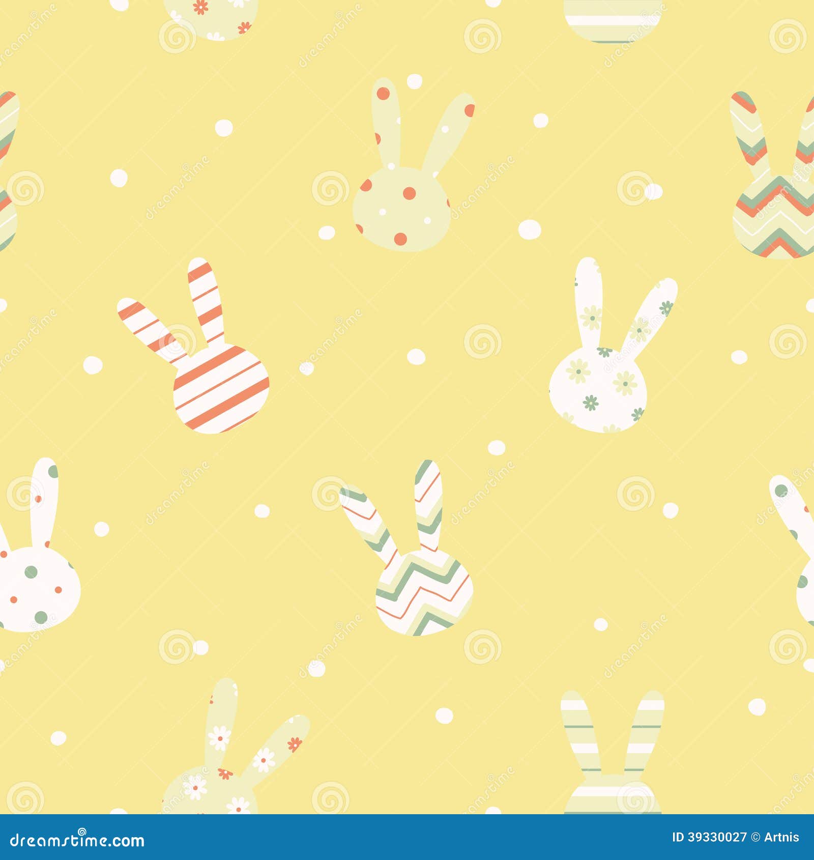 Simple Cute Easter Pattern with Rabbits. Stock Vector - Illustration of ...