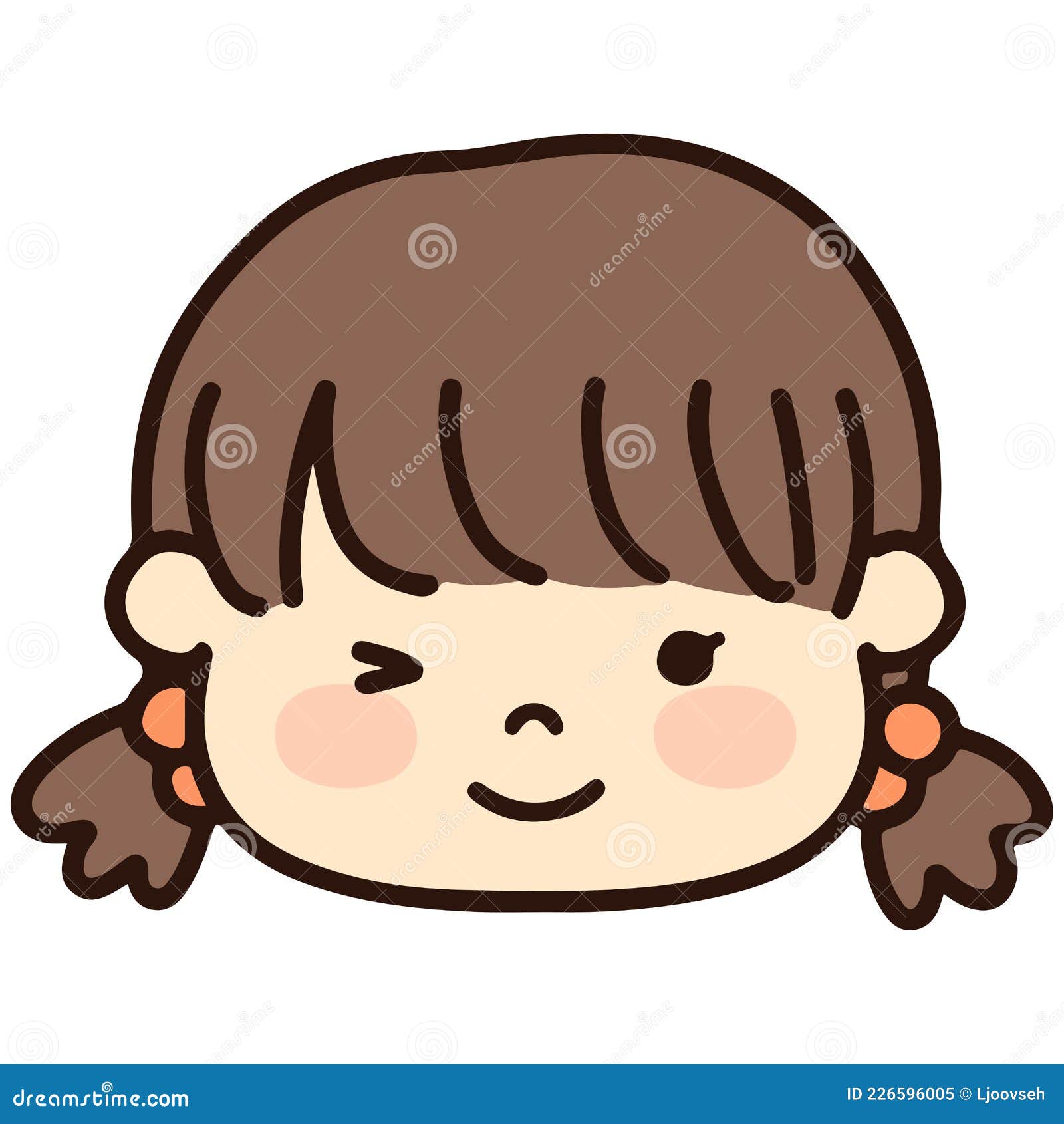 Simple and Cute Face of a Girl Winking Stock Vector - Illustration of ...