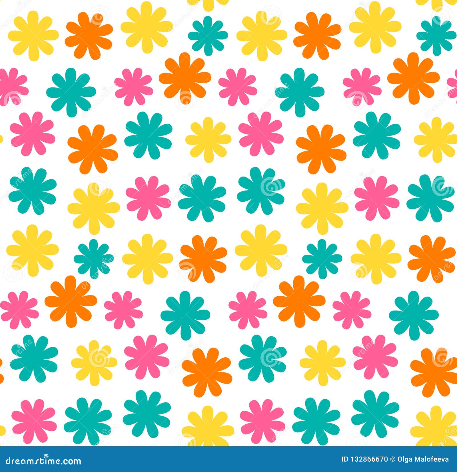 Simple Colorful Flowers Seamless Vector Pattern Stock Vector ...