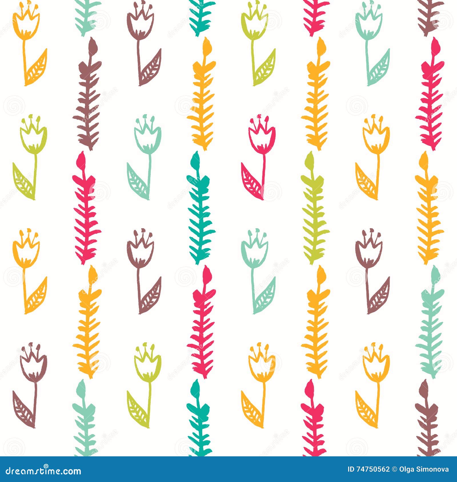 Simple Cute Floral Background with Flowers and Branches. Stock Vector ...