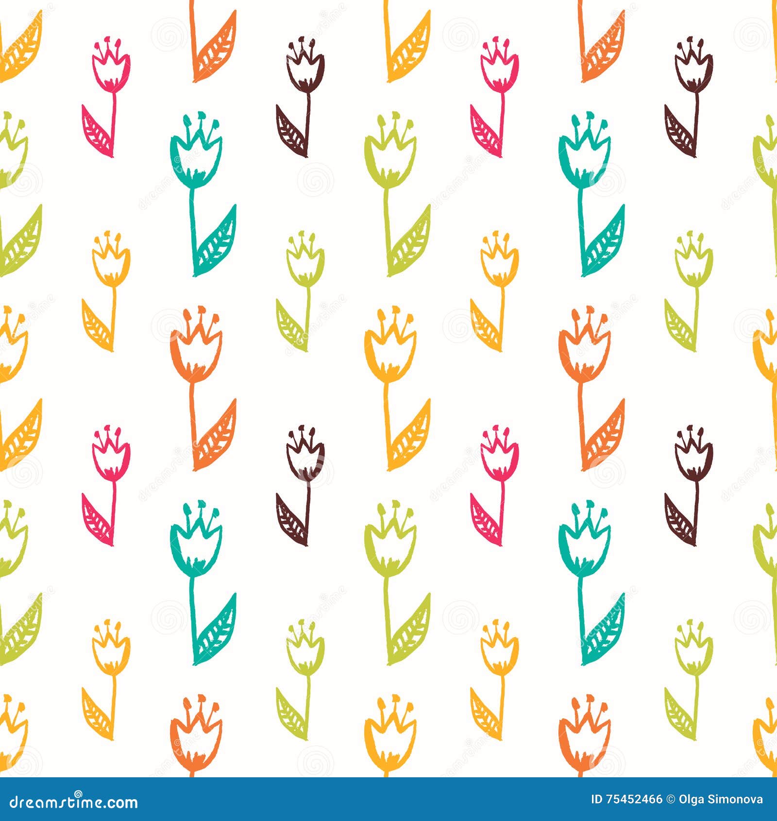 Simple Cute Floral Background with Flowers and Branches. Stock Vector ...