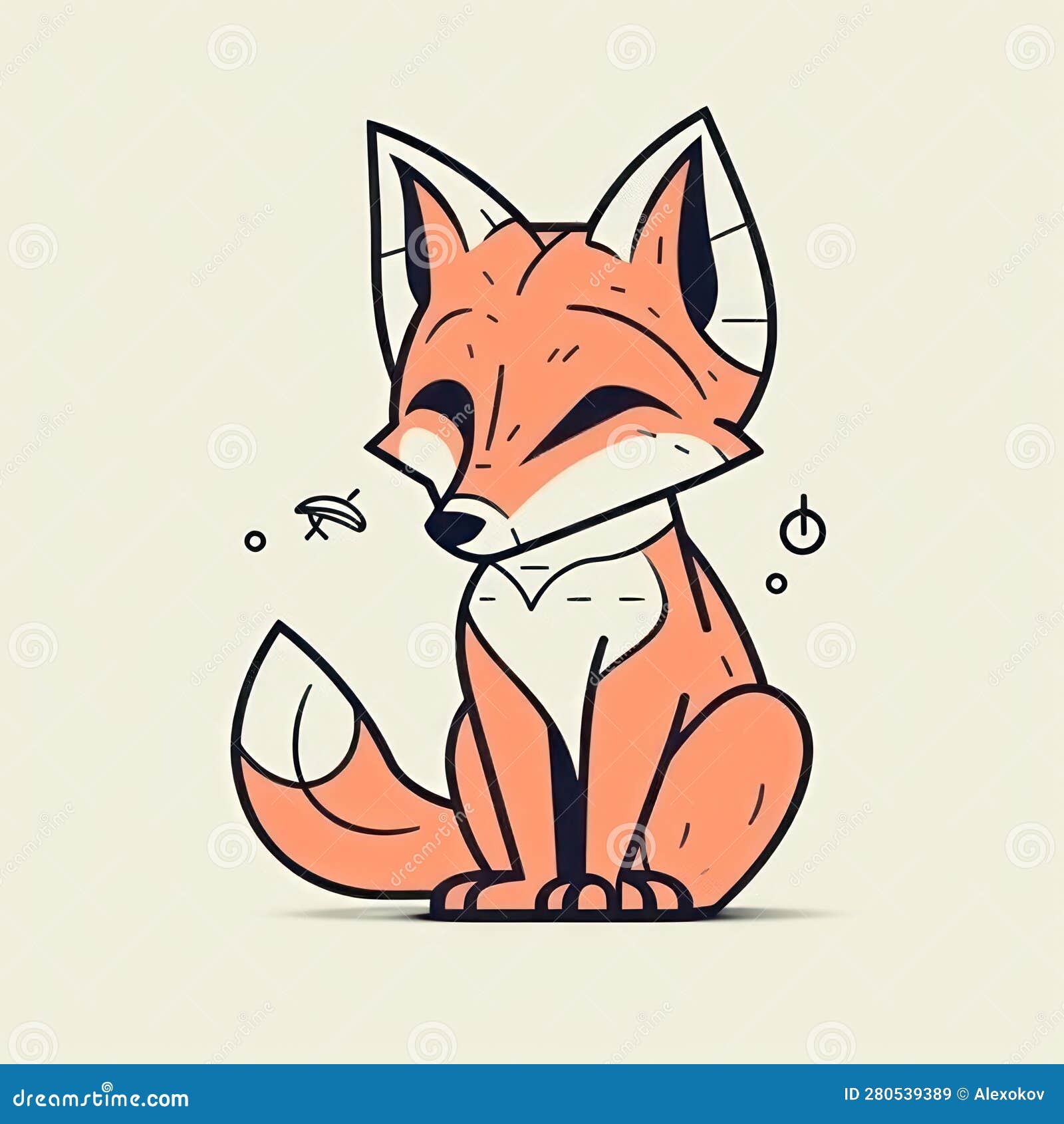 Simple and Cute Fox Outline in Cartoon Style on Clear Background ...