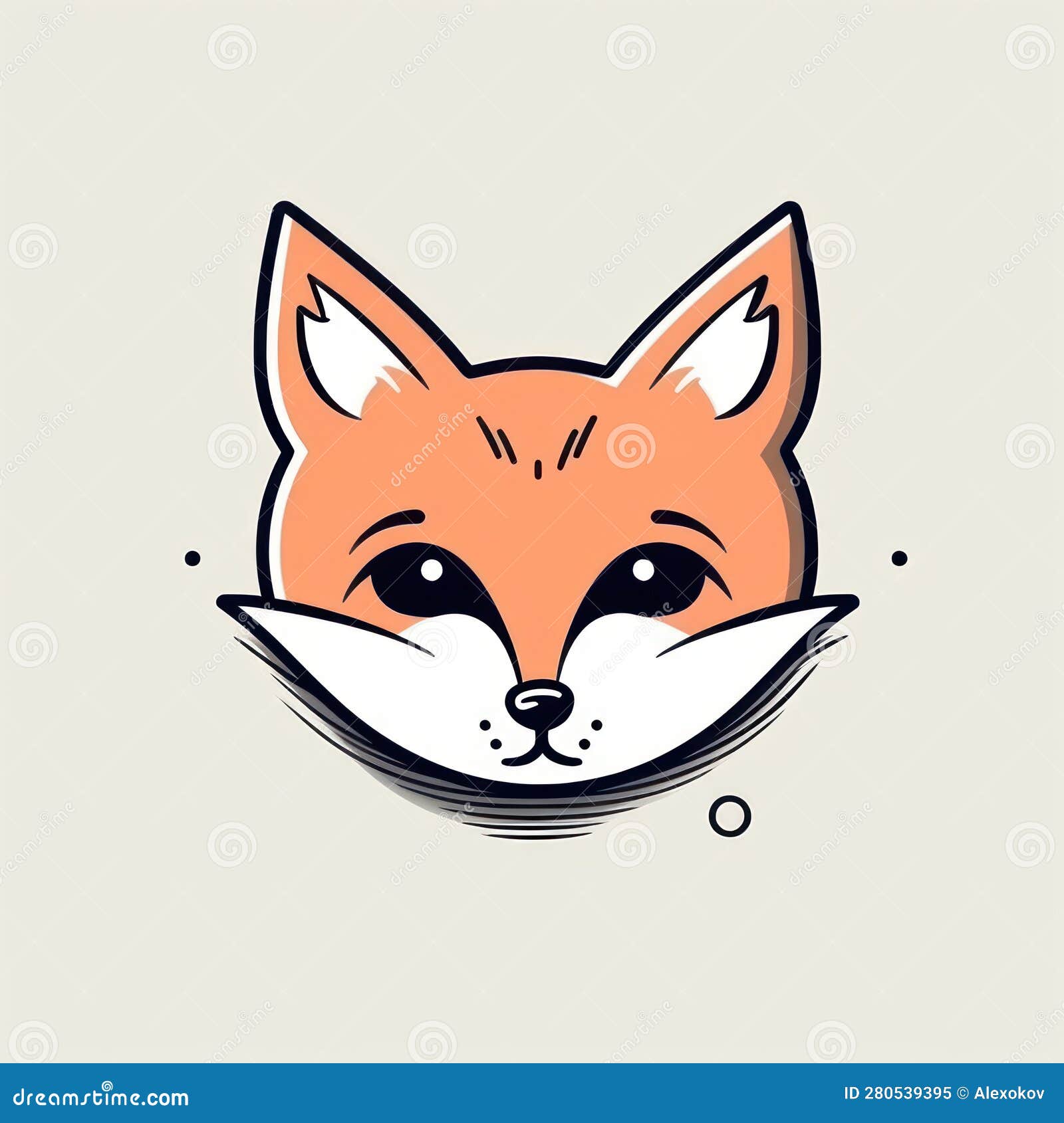 Simple and Cute Fox Outline in Cartoon Style on Clear Background ...