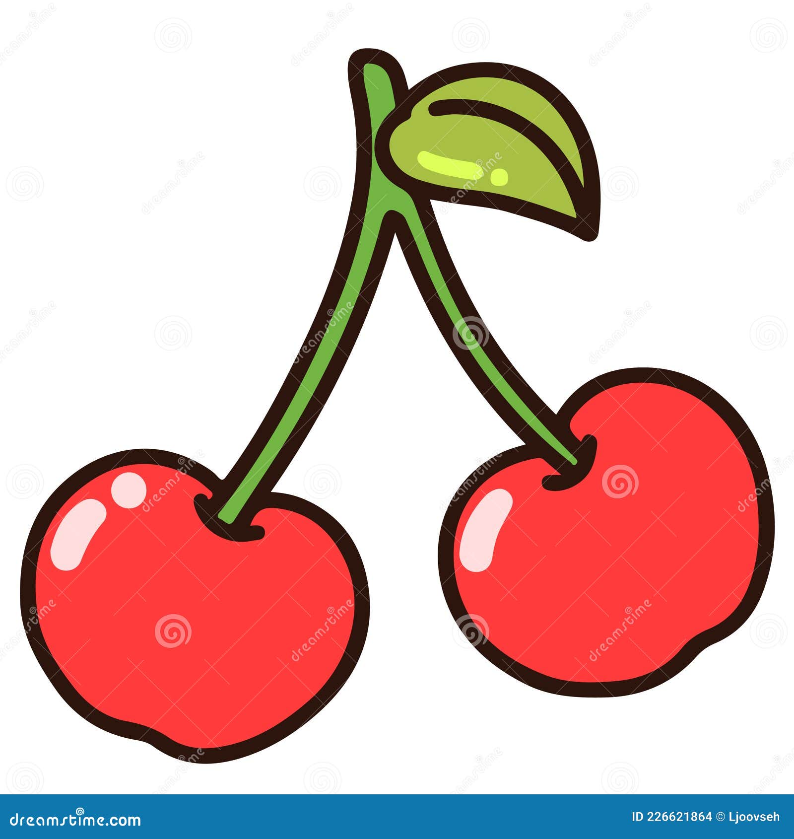 Simple and Cute Fresh Cherries Stock Vector - Illustration of simple ...