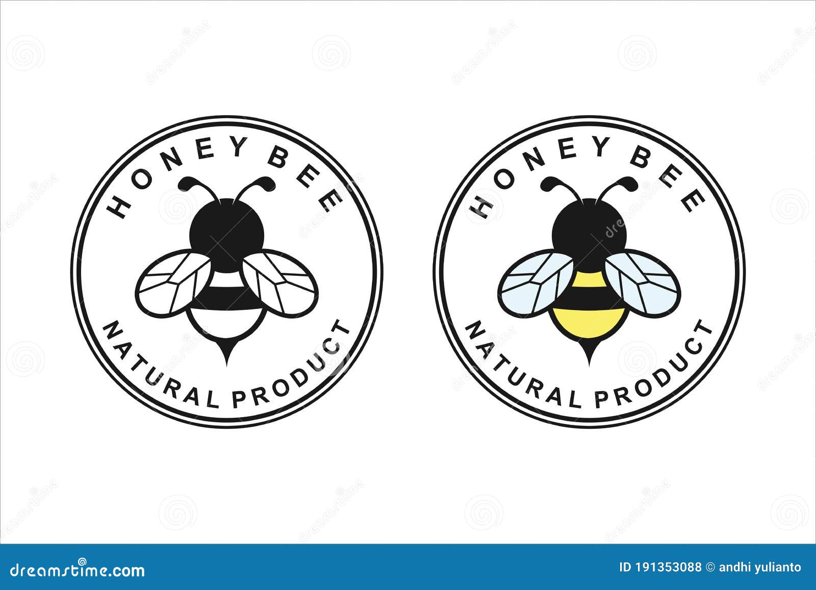 Simple Cute Funny Honey Bee Vector Logo Design Stock Illustration ...