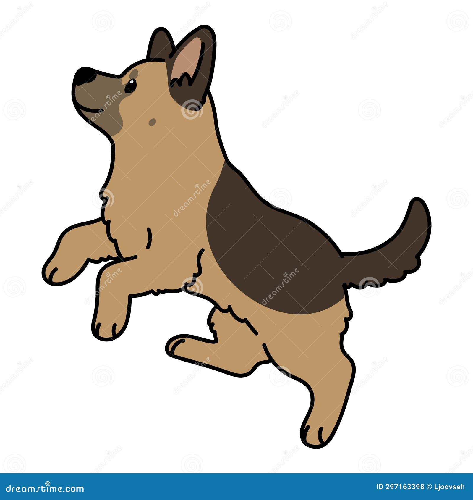 Simple and Cute Hand Drawn German Shepherd Dog Jumping Illustration ...