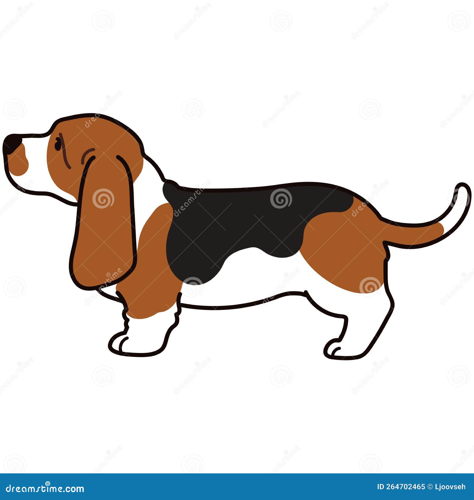 Simple and Cute Illustration of Basset Hound in Side View Stock Vector ...