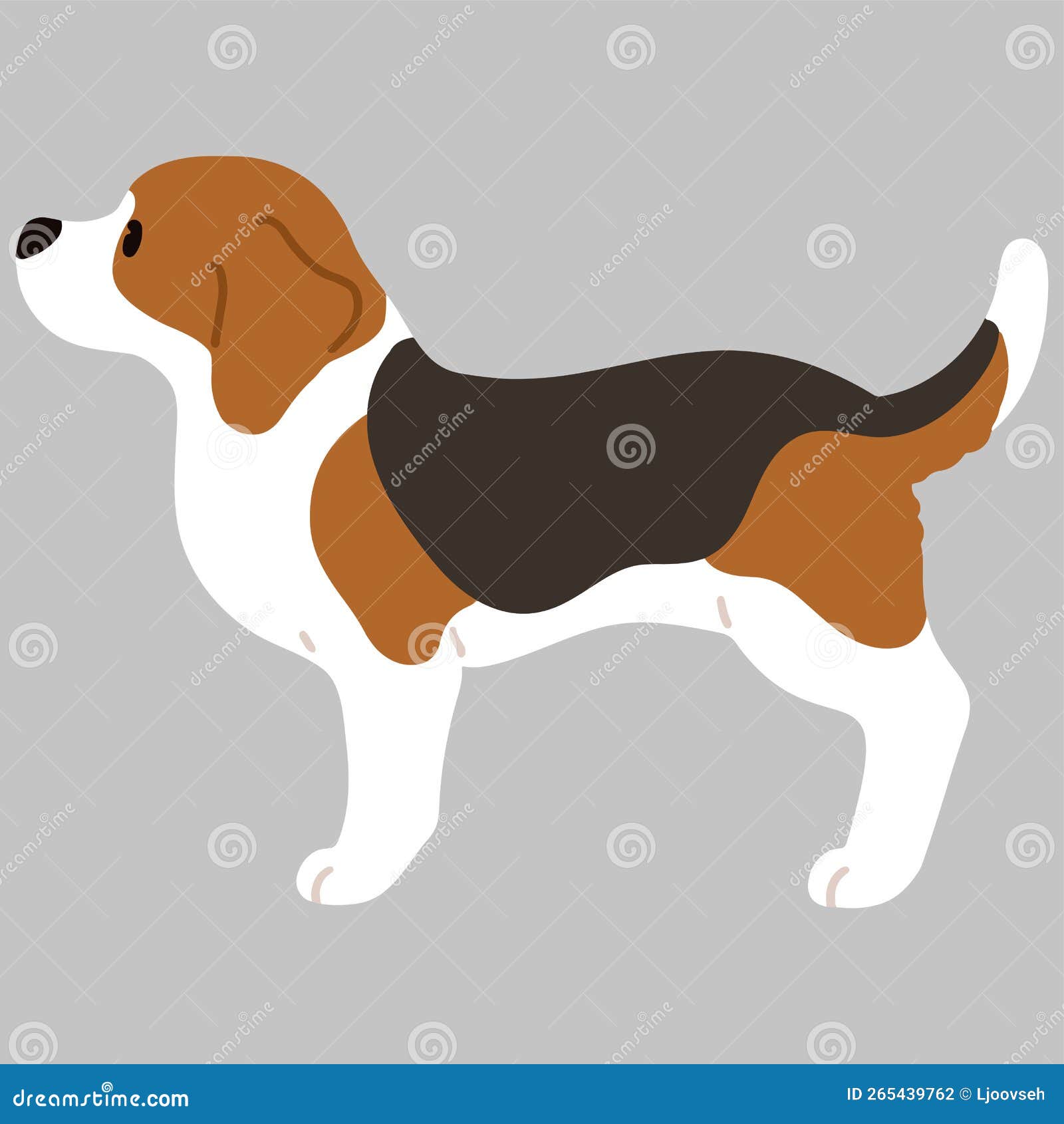 Simple and Cute Illustration of Beagle in Side View Flat Colored Stock Vector - Illustration of ...