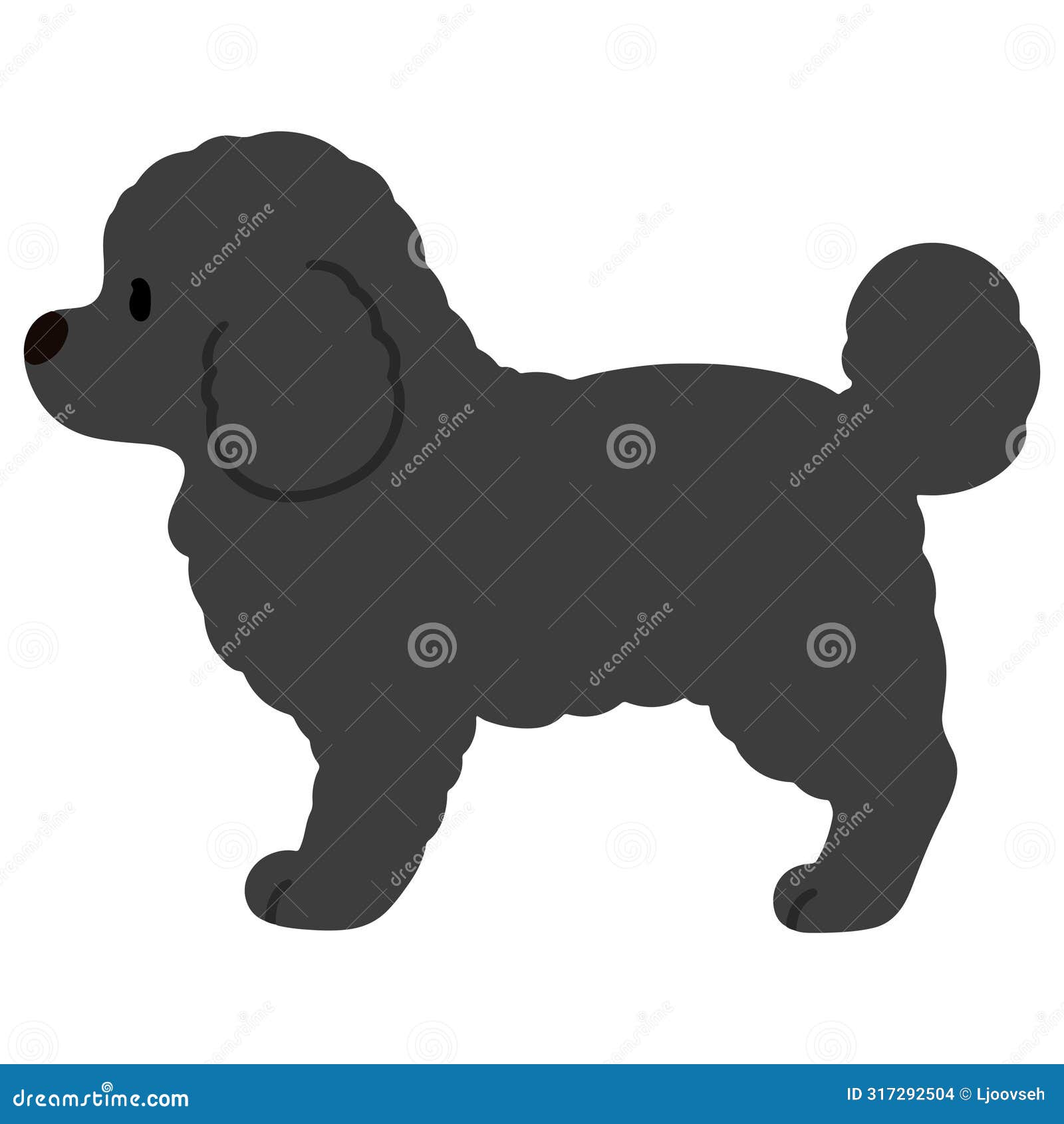 Simple and Cute Illustration of Black Colored Toy Poodle in Side View Flat Colored Stock Vector ...