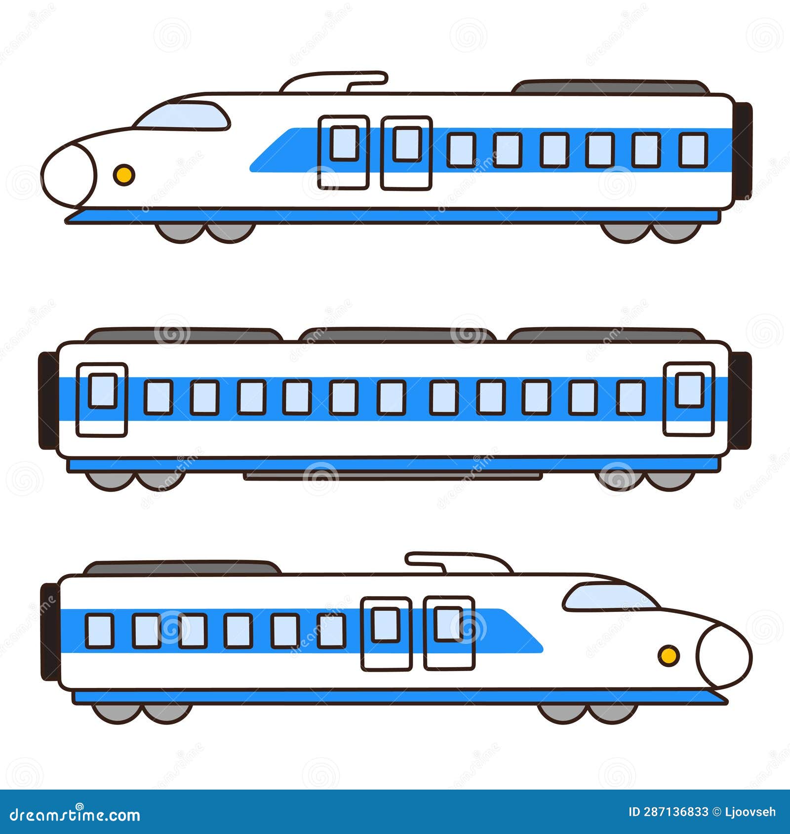 Simple and Cute Illustration of Blue and White Colored Shinkansen ...