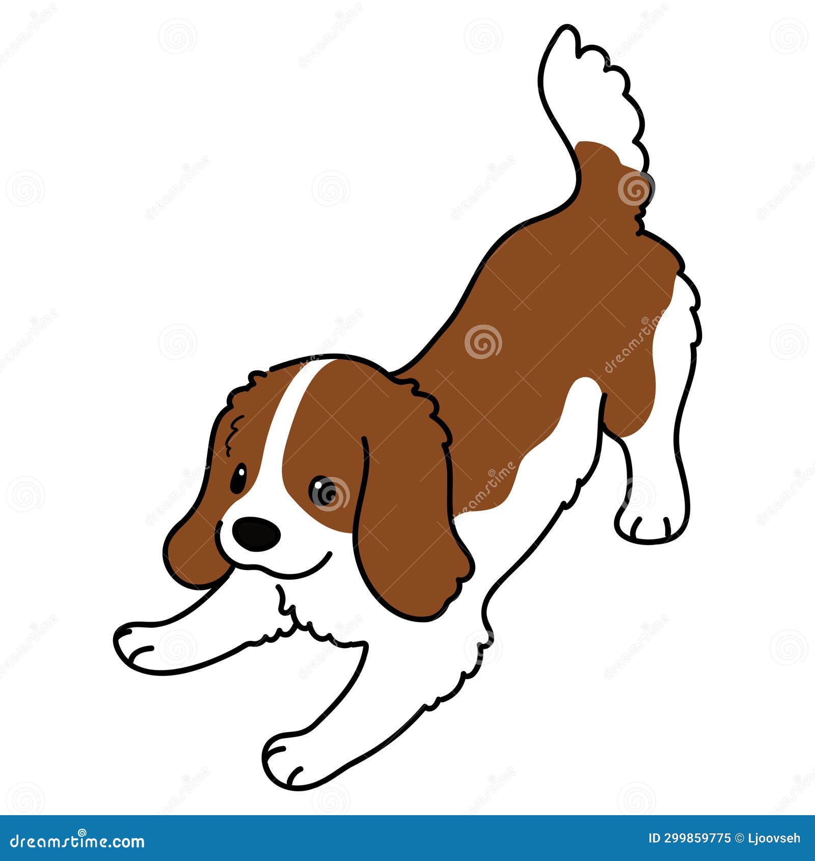 Simple and Cute Illustration of Cavalier King Charles Spaniel Being ...