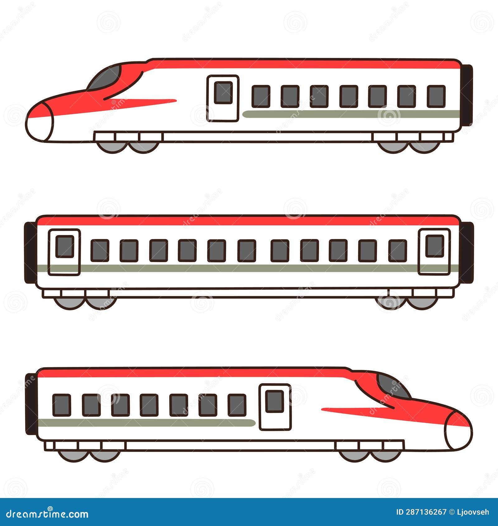 Simple and Cute Illustration of Red and White Colored Shinkansen ...