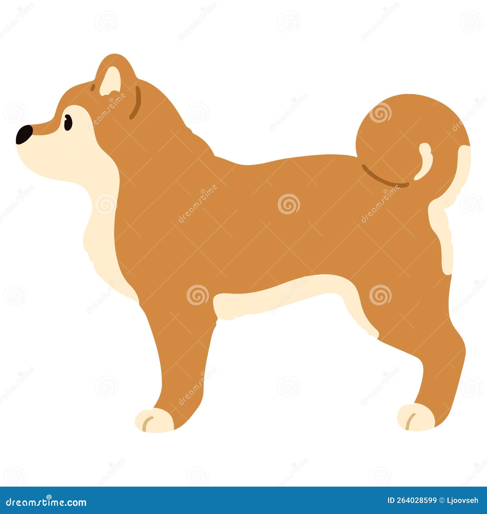 Simple and Cute Illustration of Shiba Inu in Side View Flat Colored ...