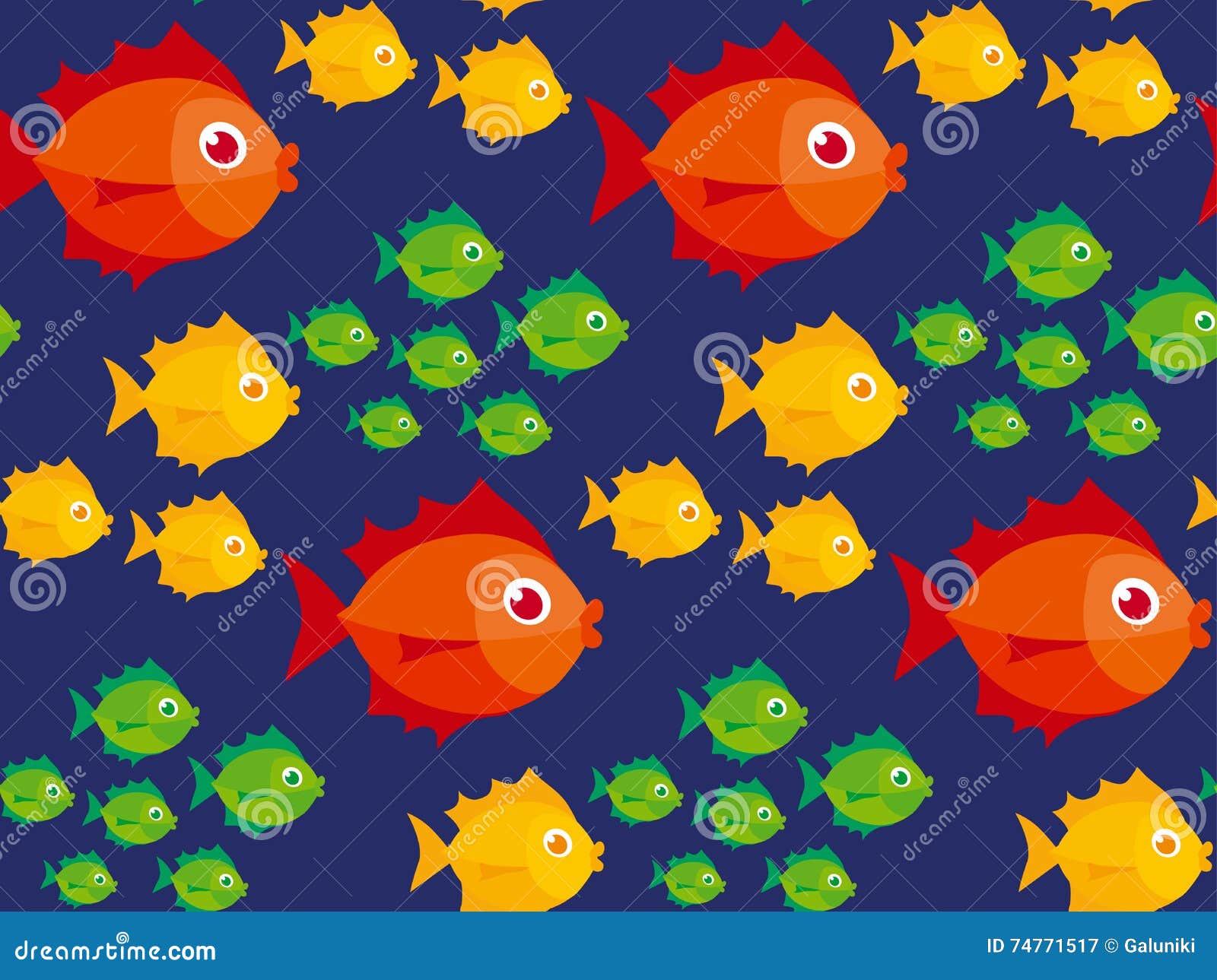Simple Cute Little Fish Colorful Seamless Pattern. Stock Vector ...