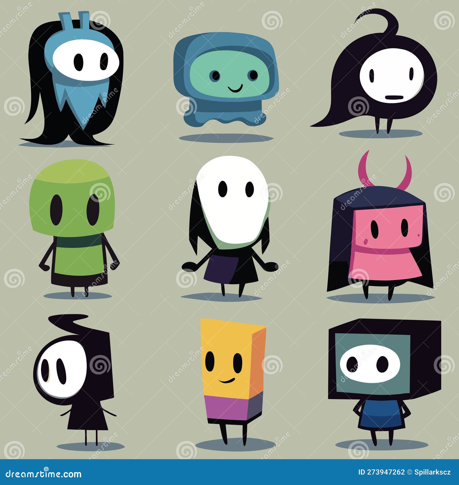 9 Simple Cute Monster Illustration Character Collection Stock Vector ...