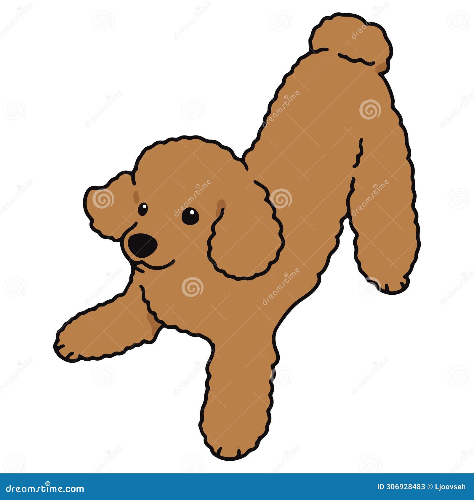 Simple And Cute Playful Brown Poodle Illustration Cartoon Vector ...