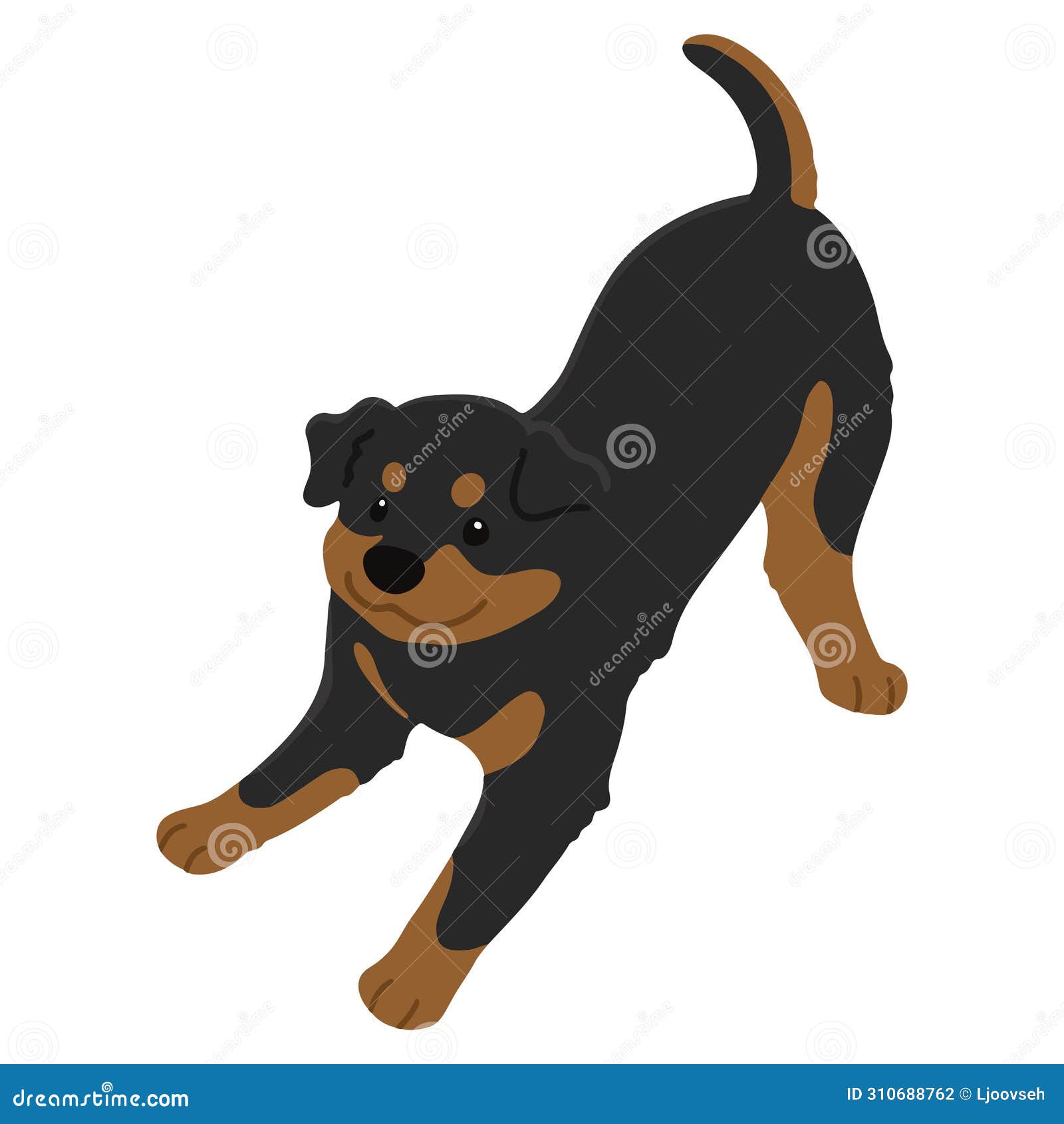 Simple and Cute Playful Rottweiler Illustration Flat Colored Stock ...