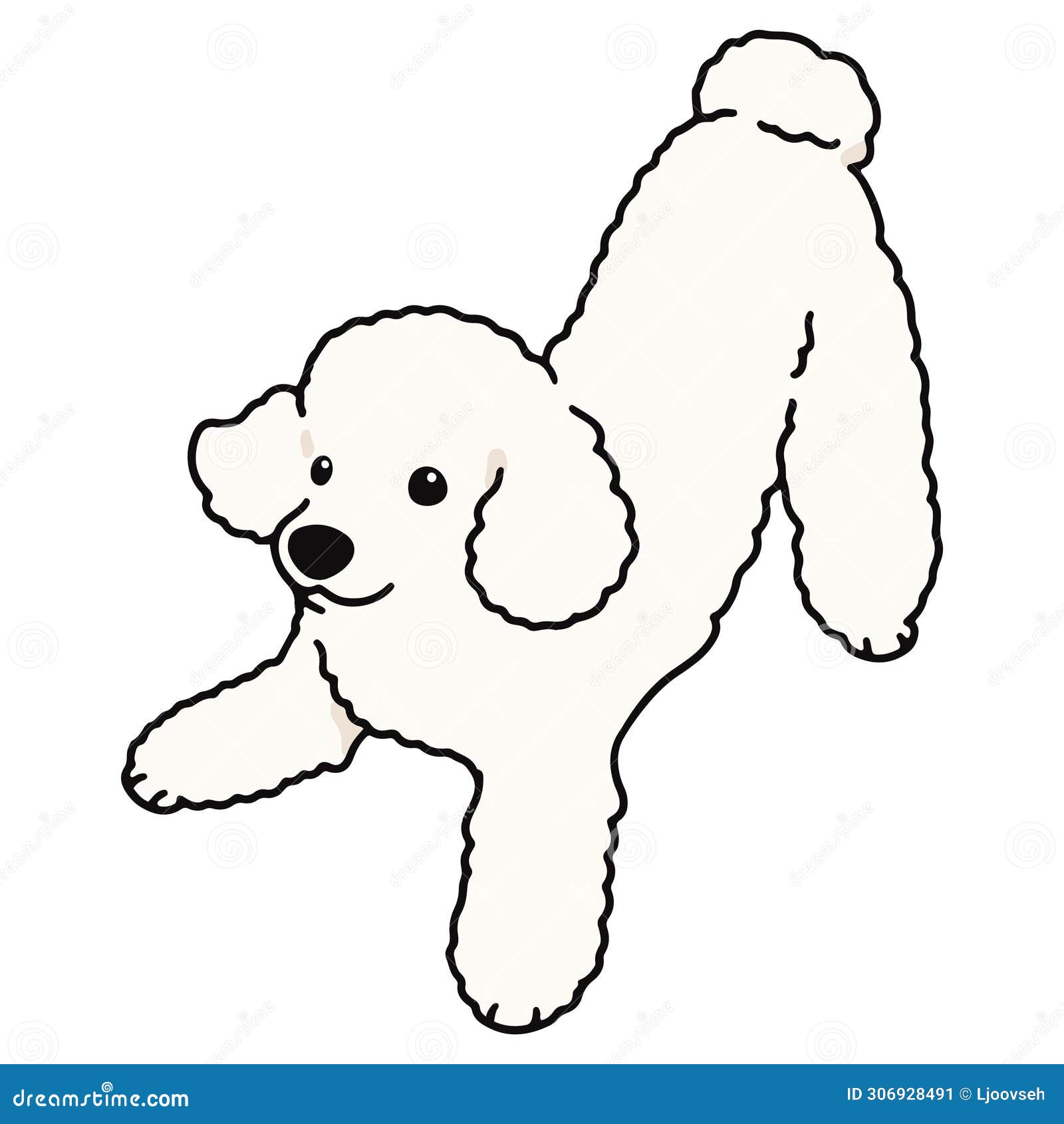 Simple and Cute Playful White Poodle Illustration Stock Vector ...