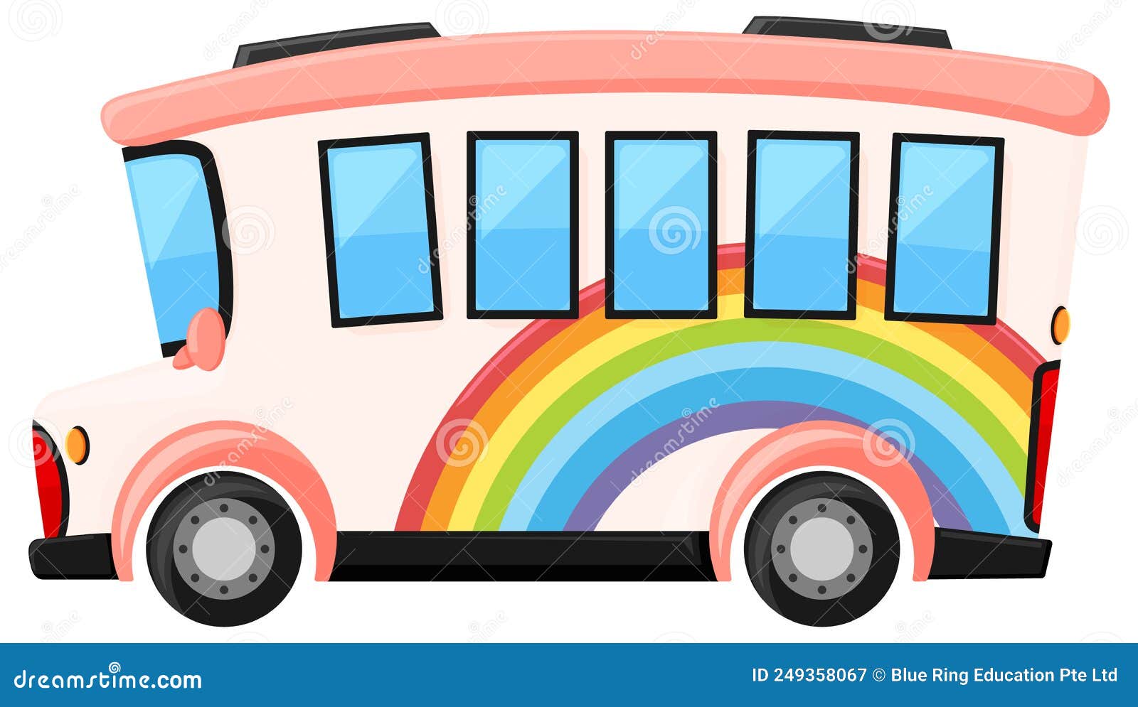Simple Cute School Bus on White Background Stock Vector - Illustration ...