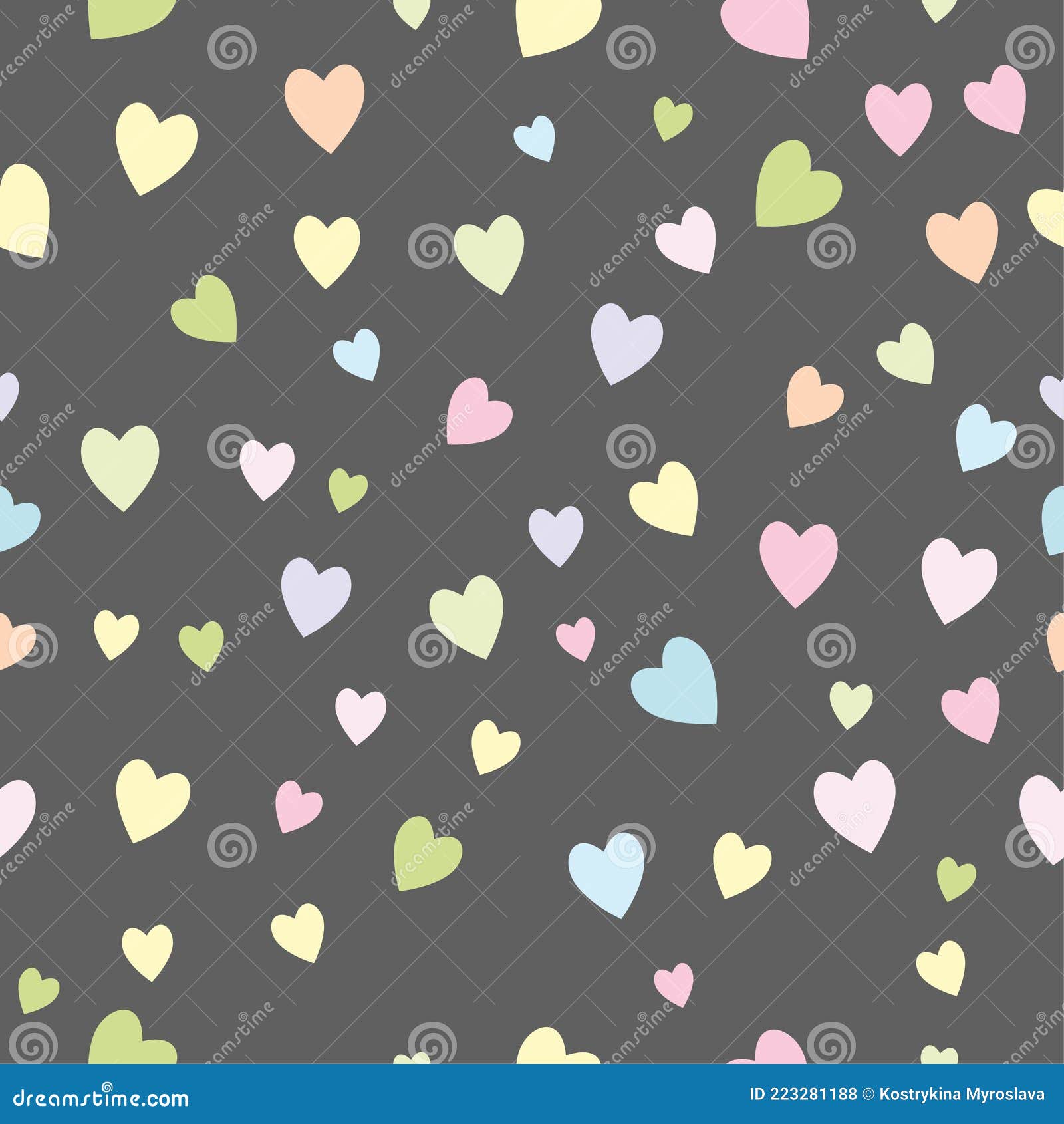 Simple Cute Seamless Pattern with Hearts for Packaging and Fabric, Flat ...