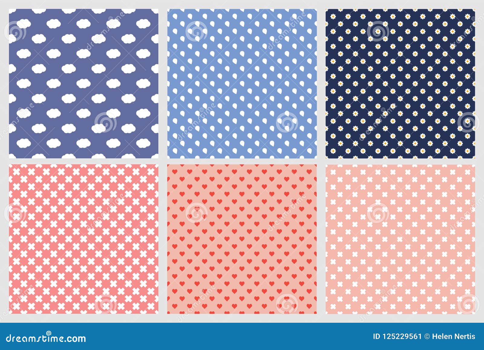 Simple Cute Seamless Patterns for Design. Pastel Colors Stock ...