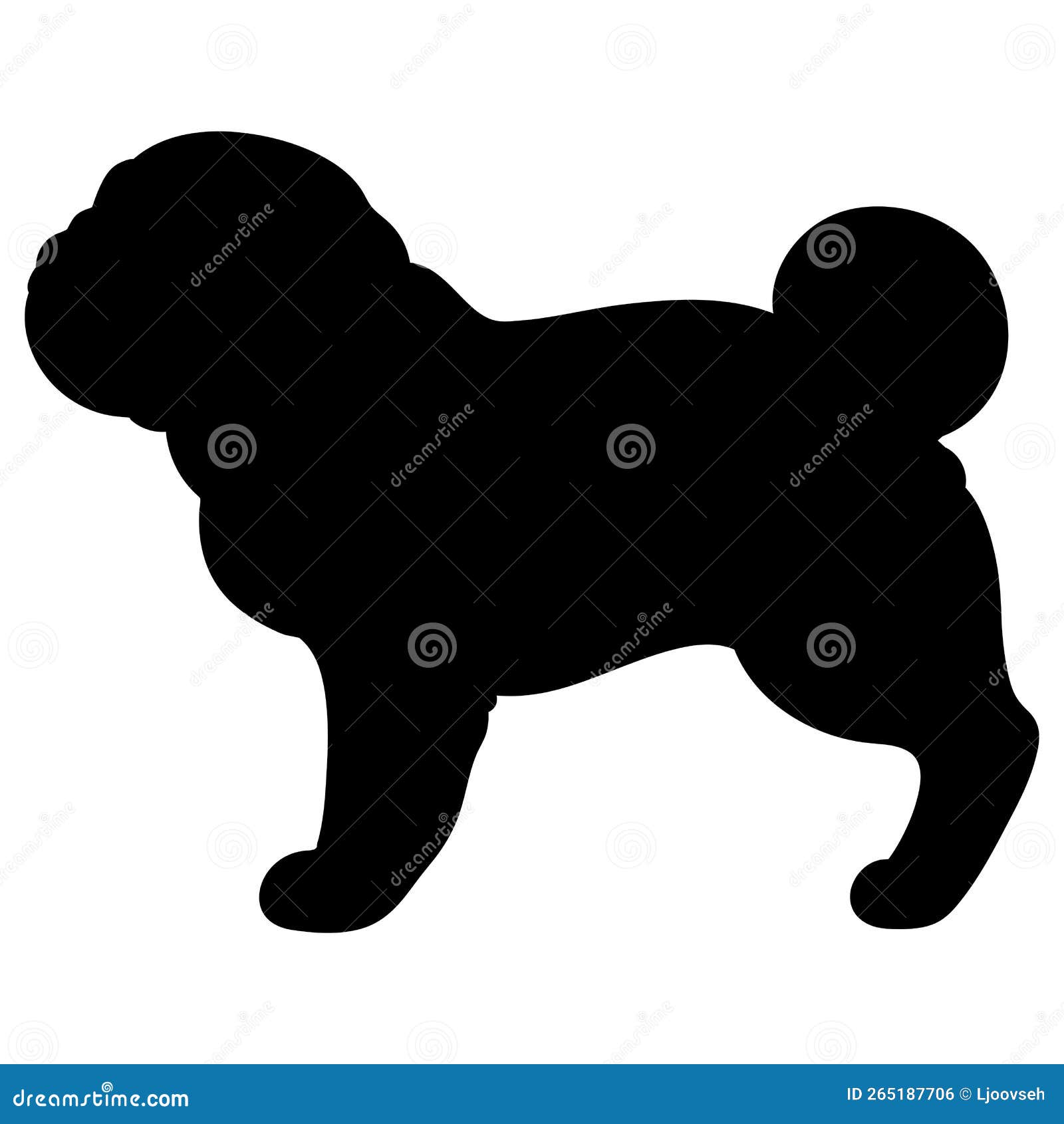 Simple and Cute Silhouette of Pug in Side View Stock Vector ...