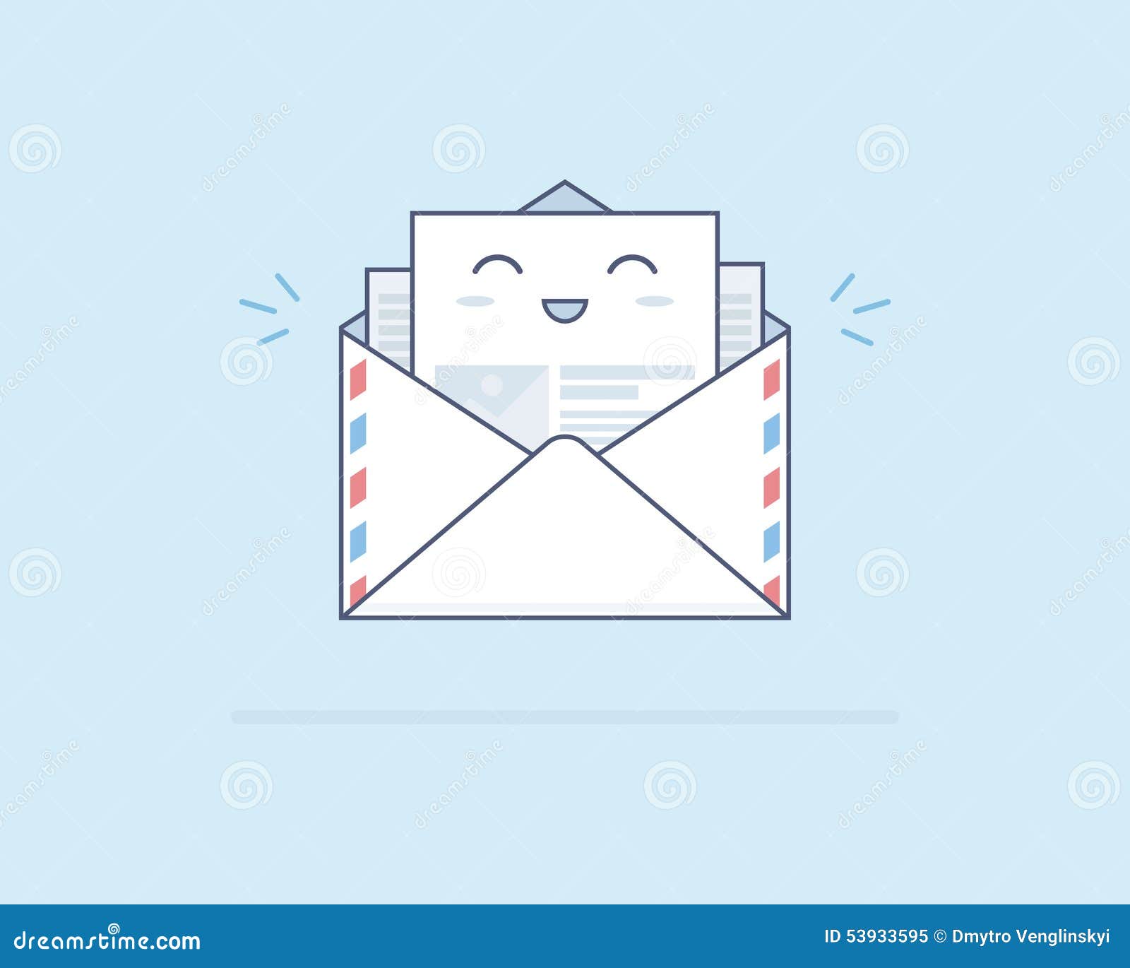 Simple Cute Smiling Post Letter on Light Blue Stock Vector ...