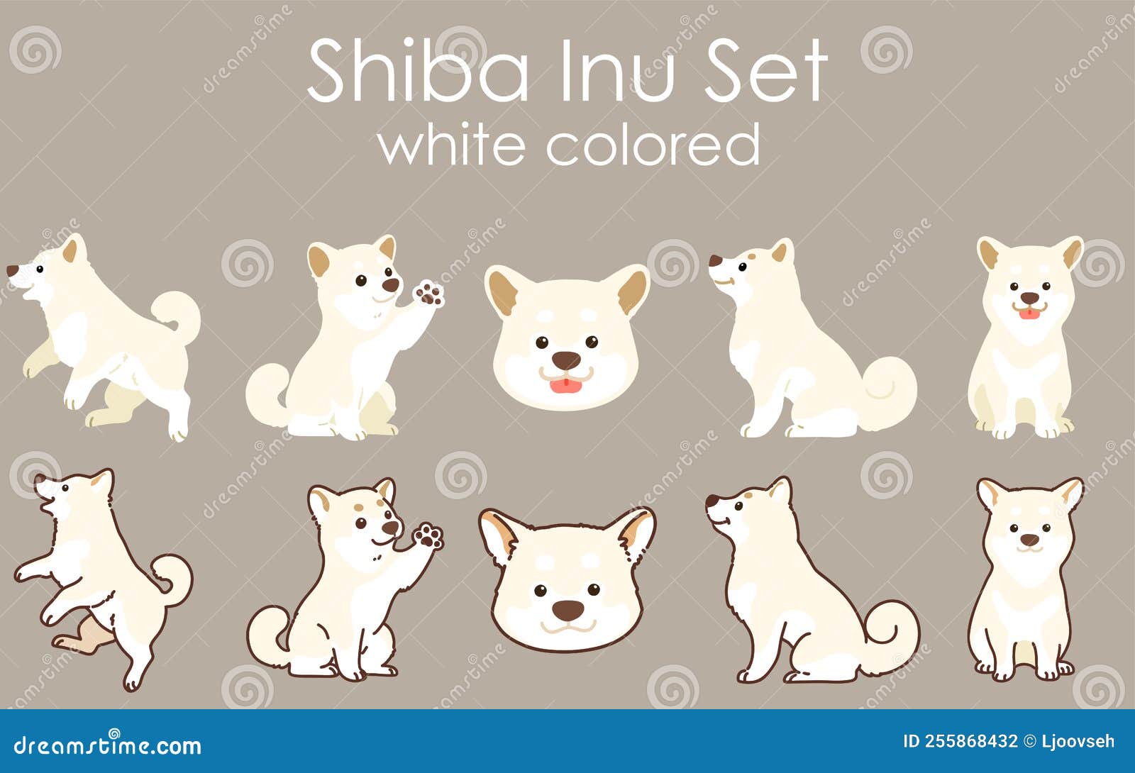 Shiba Inu Illustrations Set. Cute And Funny Dog In Different Poses ...