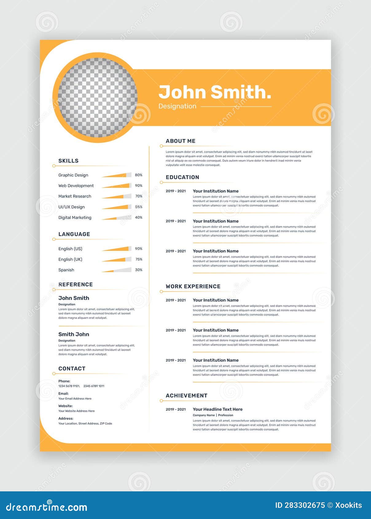 Simple Cv and Bio Data Template with a Minimalist Layout Stock Vector ...