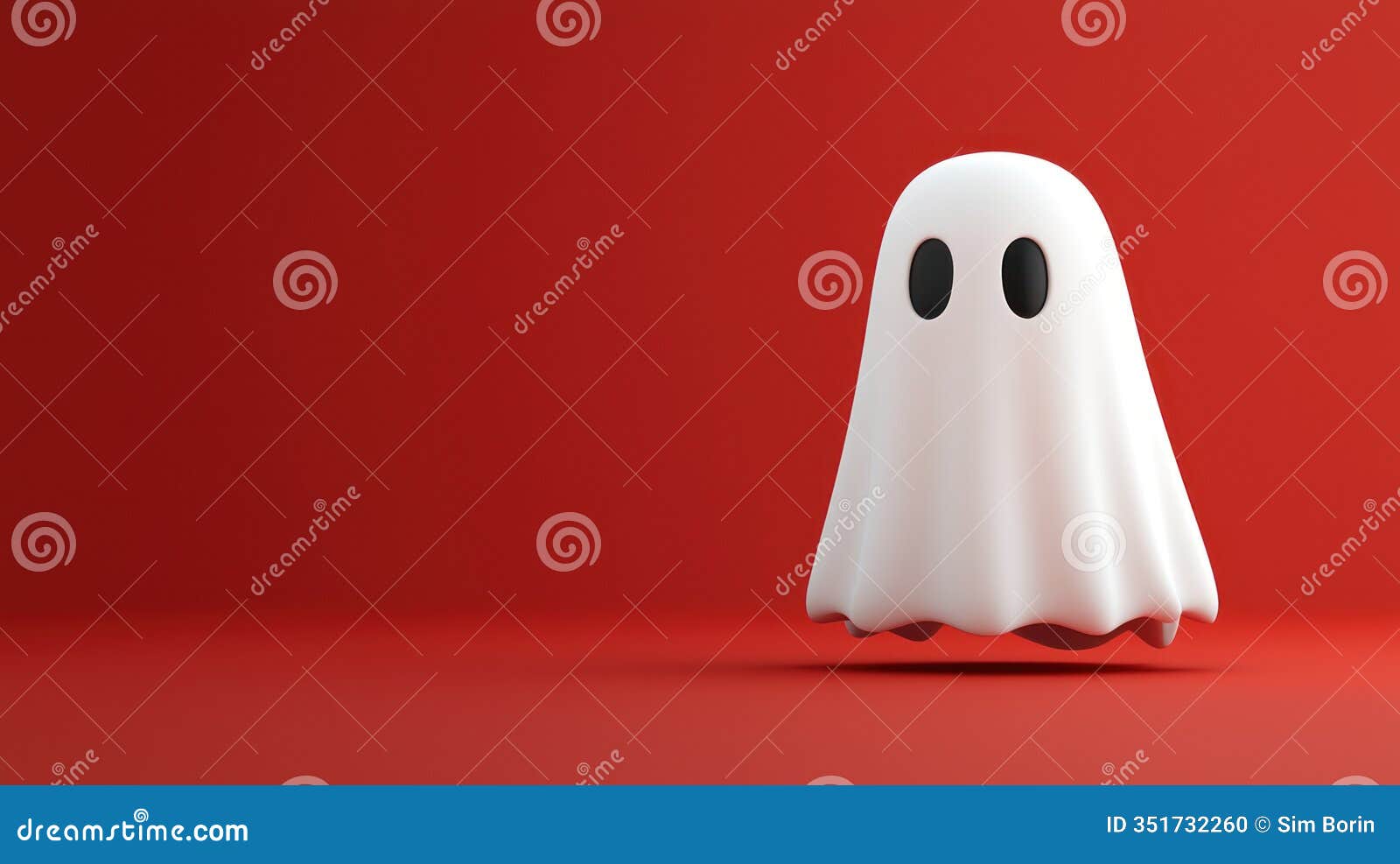 Simple 3D Cartoon Ghost Sheet Against a Solid, Minimalist Background ...