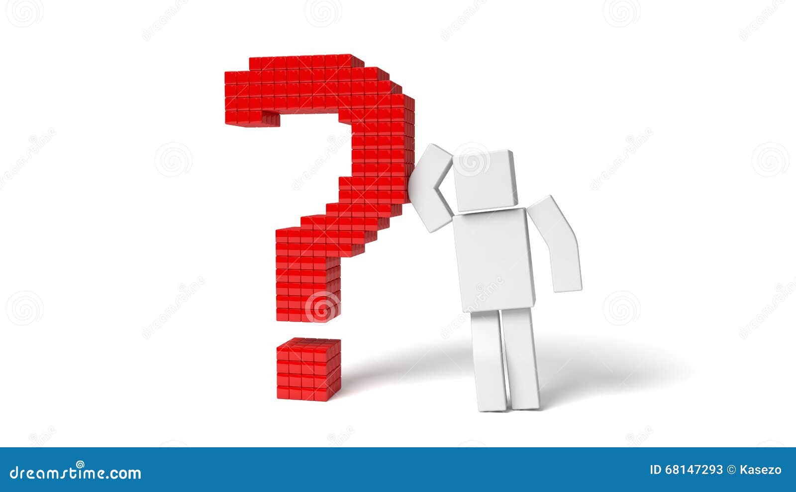 Simple 3d Cubic Character and Question Mark Stock Illustration ...
