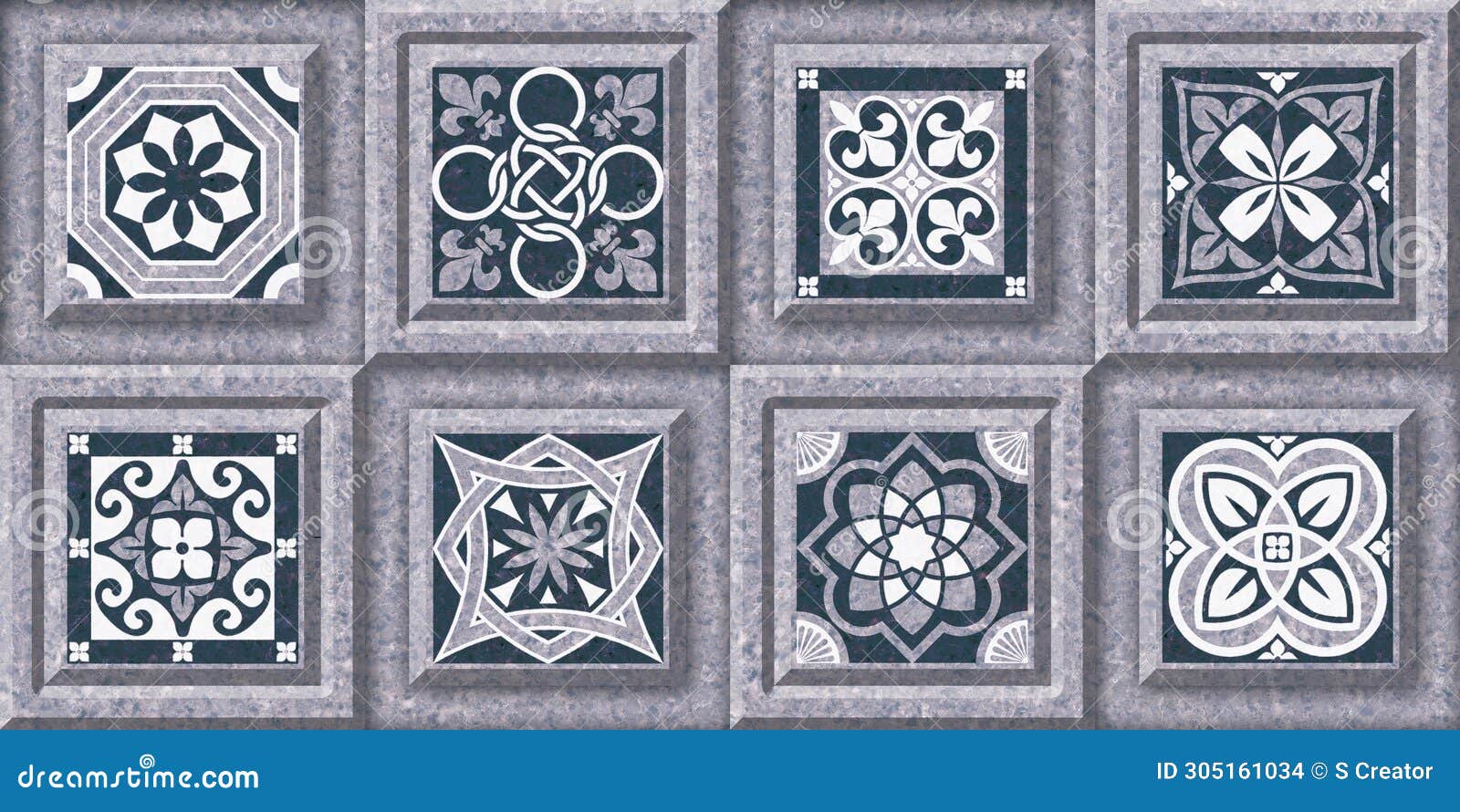 Simple 3D Digital Wall Tiles Design. Stock Illustration - Illustration ...