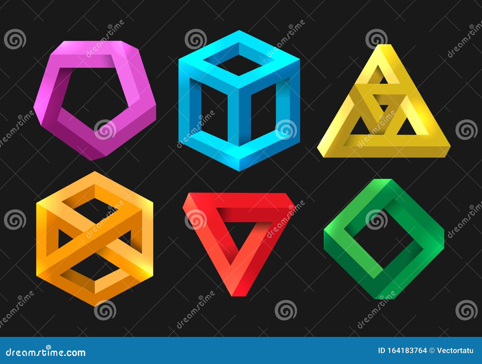 Infinity Illusions Geometry. Impossible 3d Shapes Triangles Loop ...